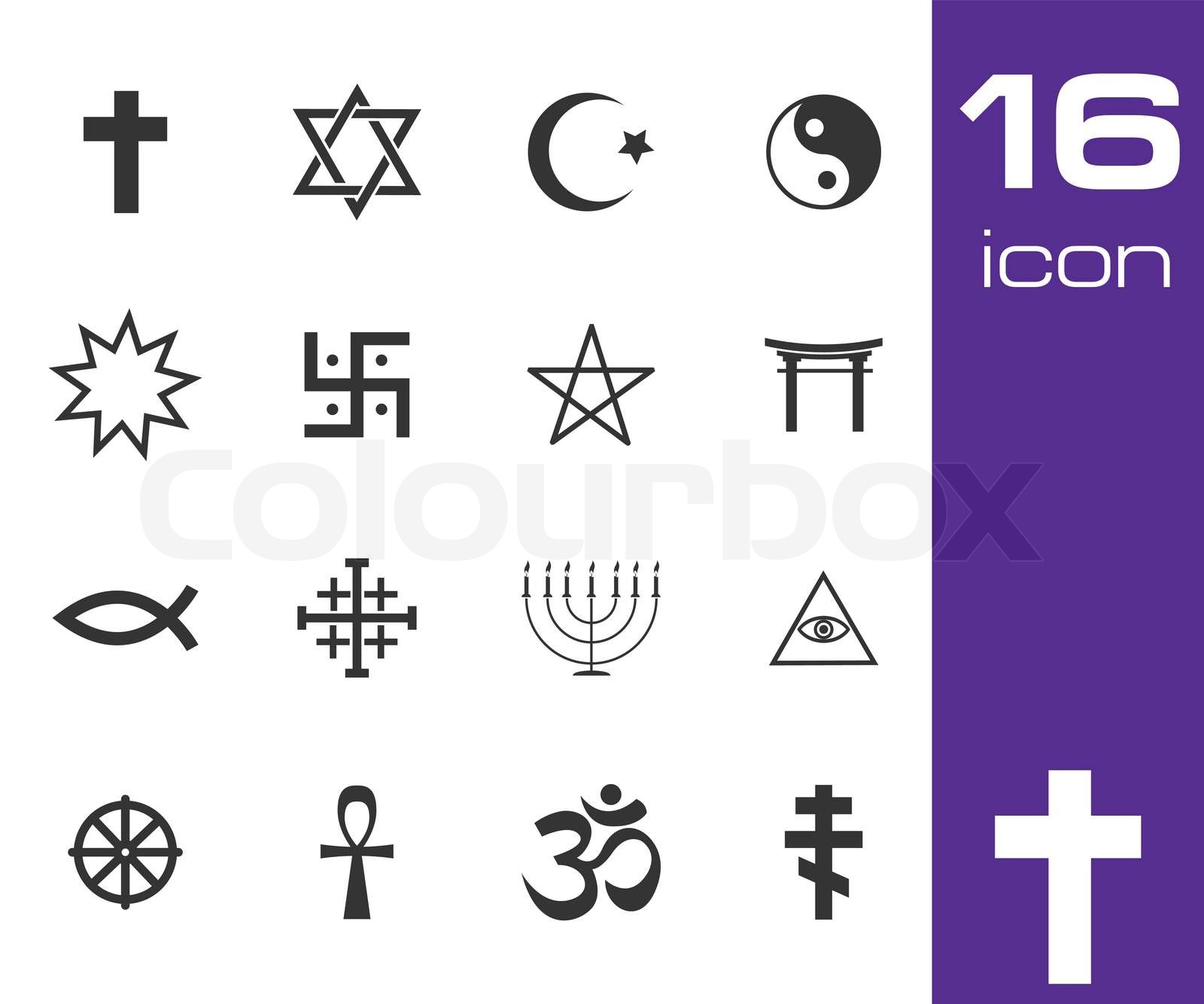 Vector black religious symbols set | Stock vector | Colourbox