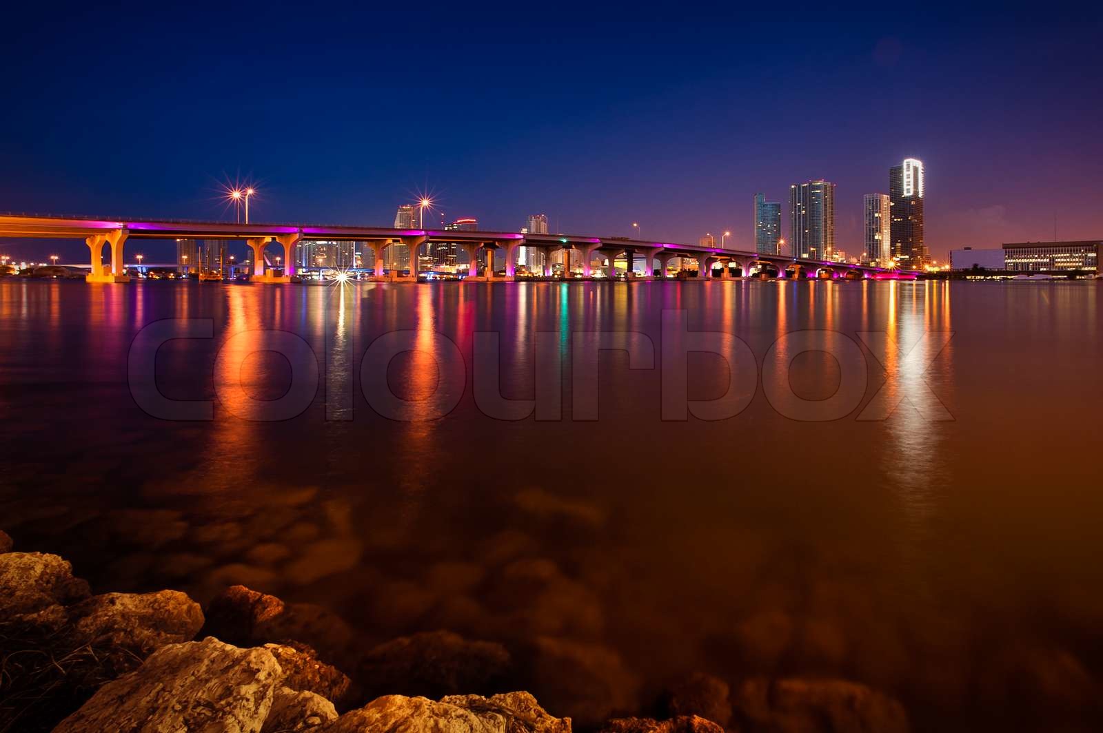Bridge at Night in Miami | Stock image | Colourbox