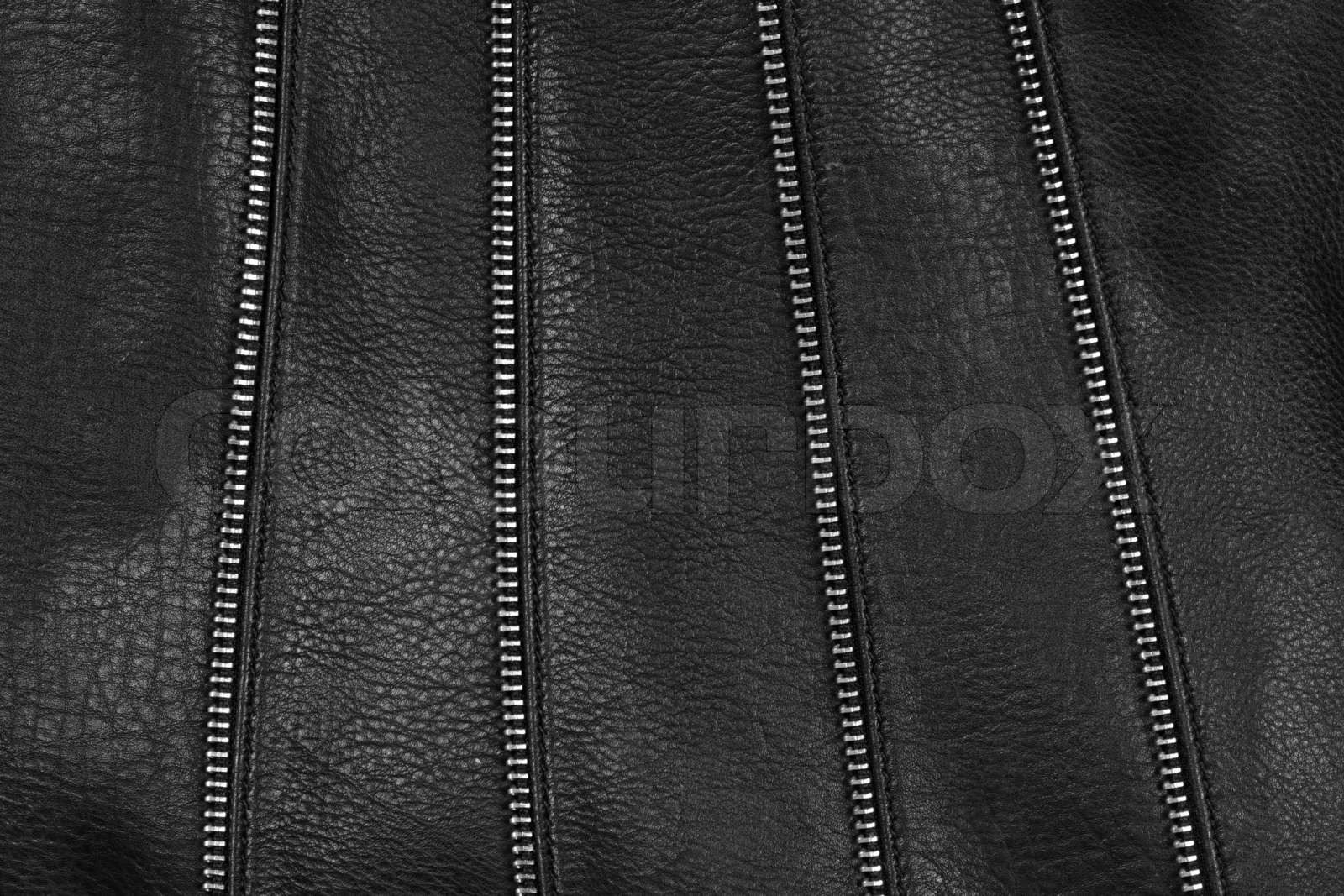 Black leather texture detail with decorative zips | Stock image | Colourbox