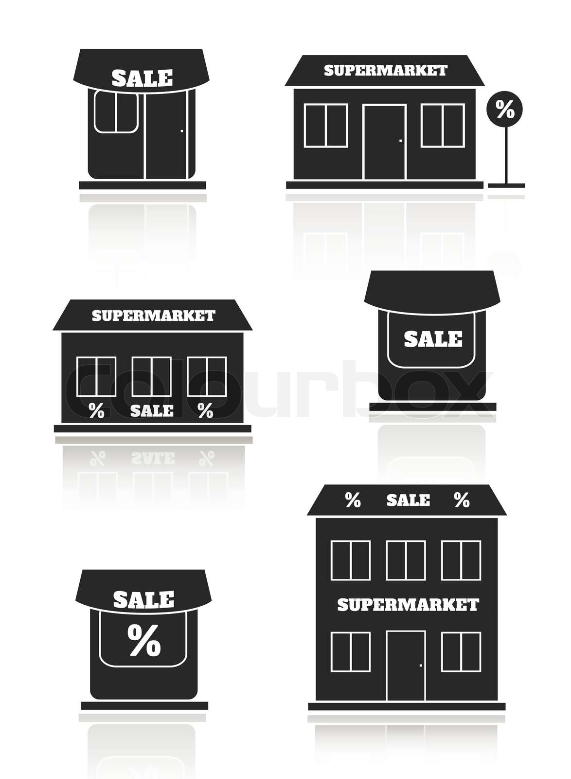 Supermarkt, Shop, store Icon-set | Stock-Vektor | Colourbox