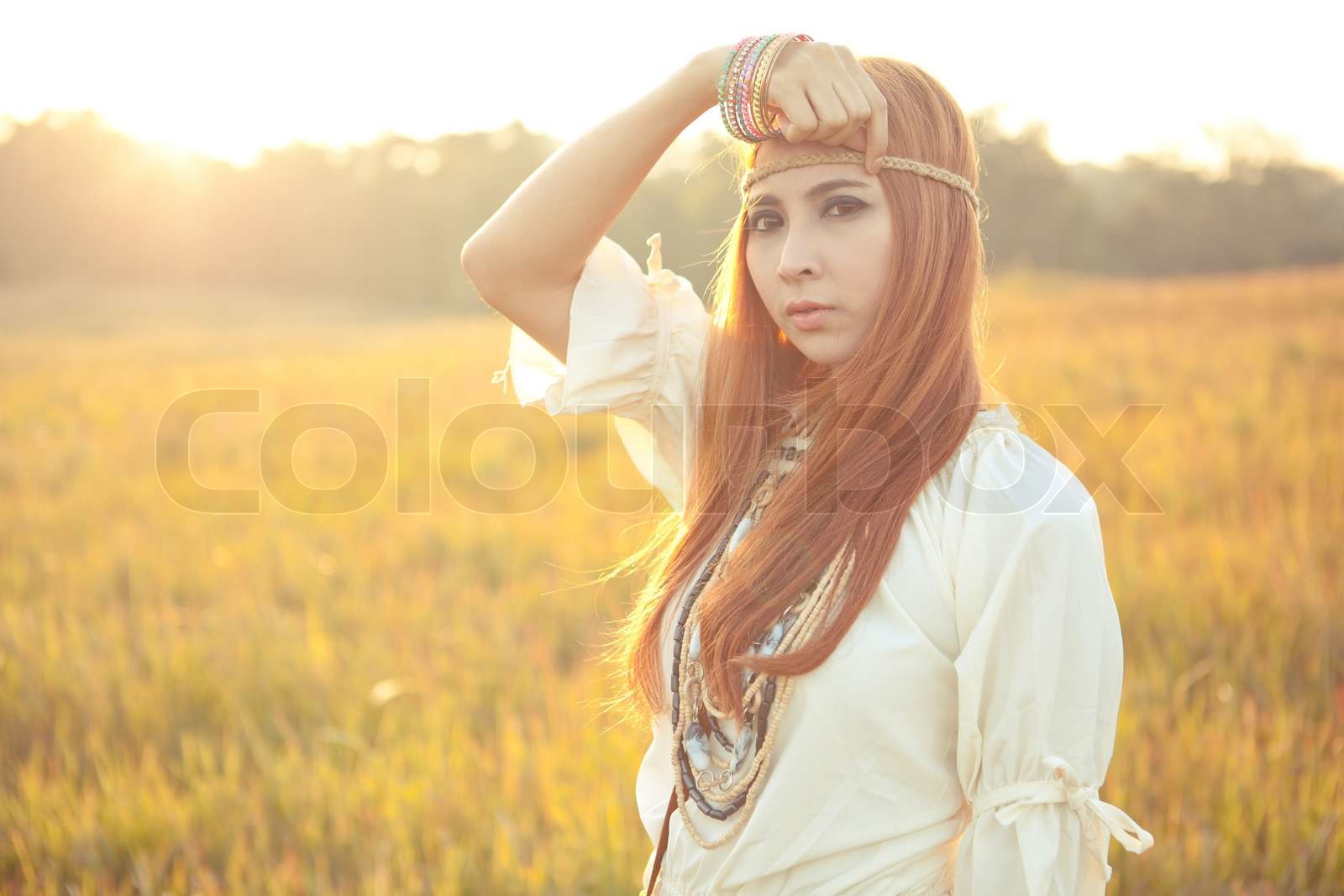 Hippie woman posing | Stock image | Colourbox