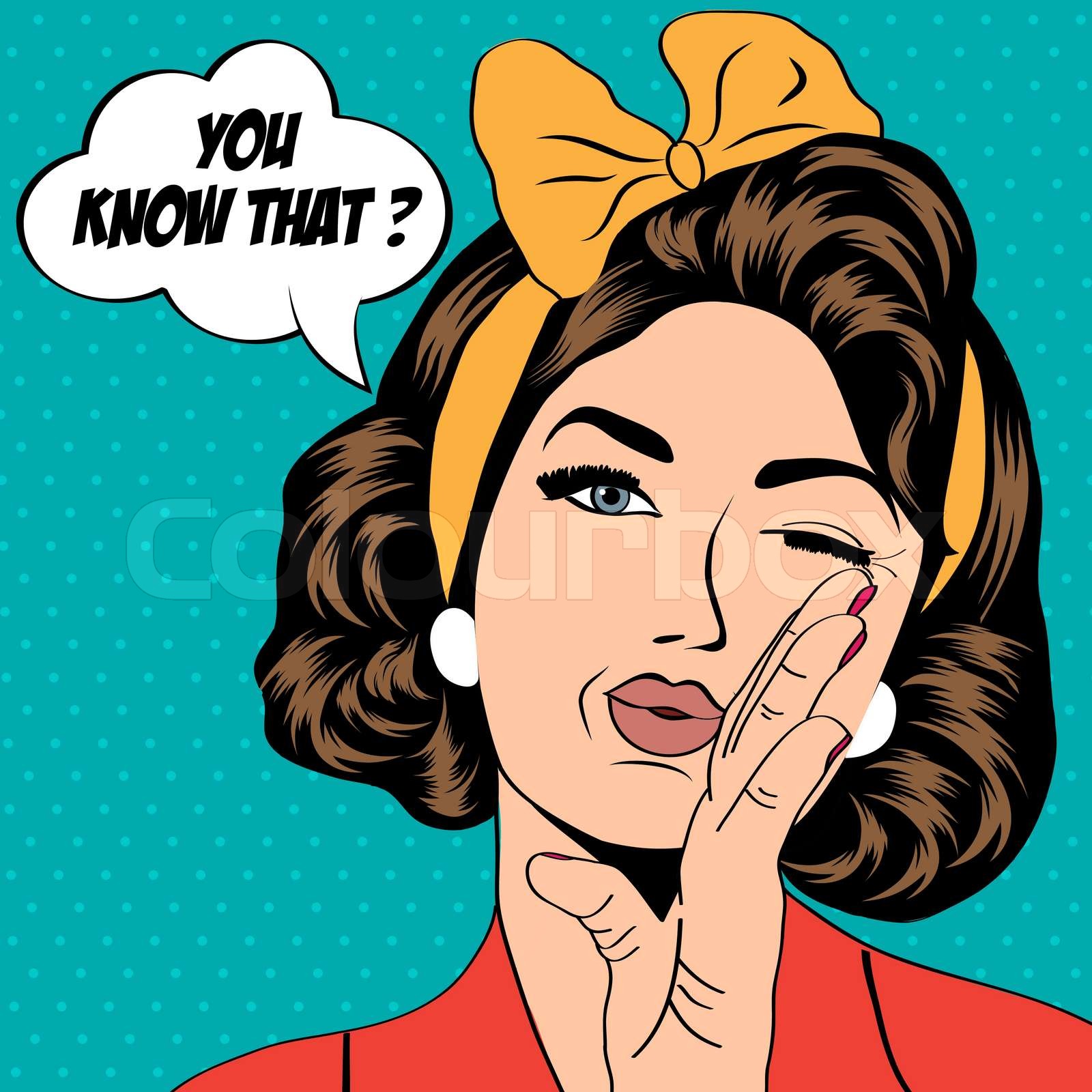 cute retro woman in comics style | Stock vector | Colourbox