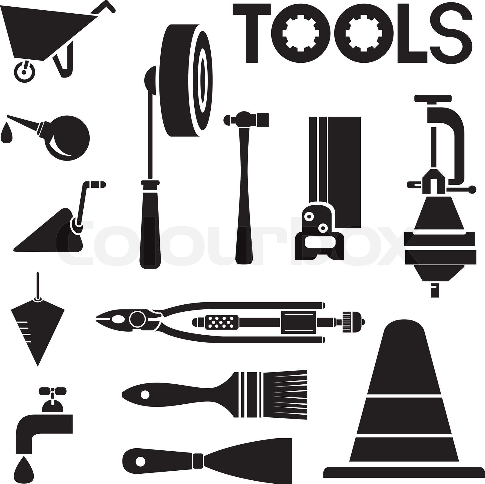 tools, mechanical equipment icon set, engineering tools | Stock vector ...