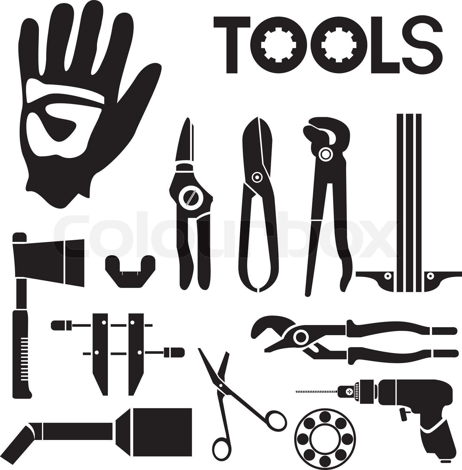 tools, mechanical equipment icon set, engineering tools | Stock vector ...