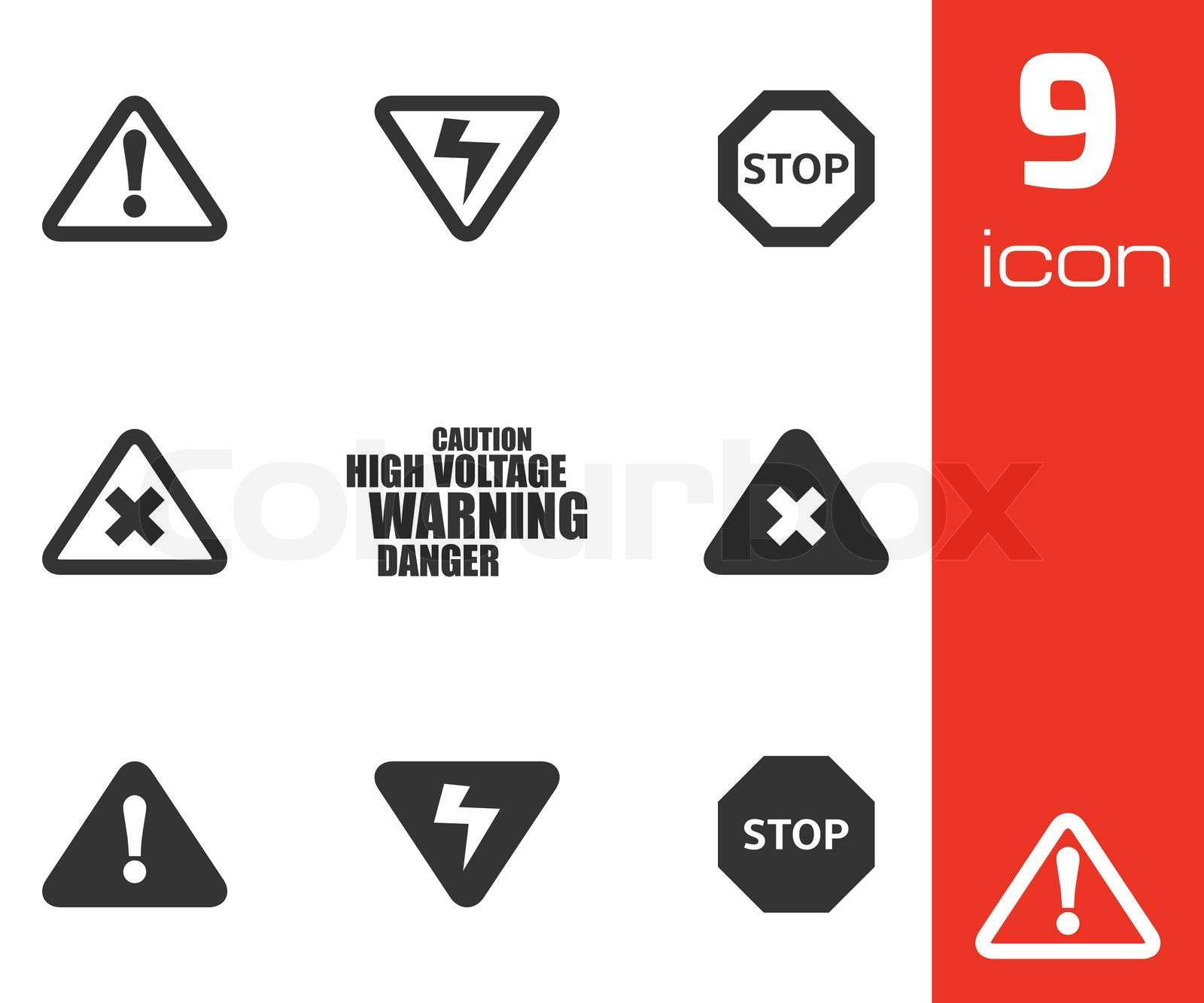 Vector black danger icons set | Stock vector | Colourbox