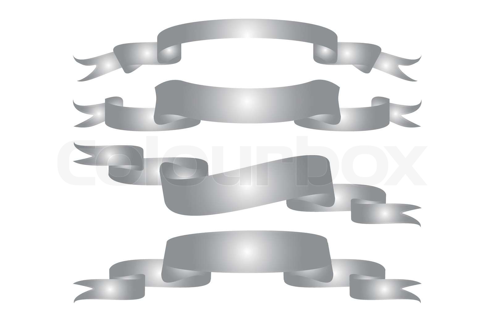set of ribbon banner silver | Stock vector | Colourbox