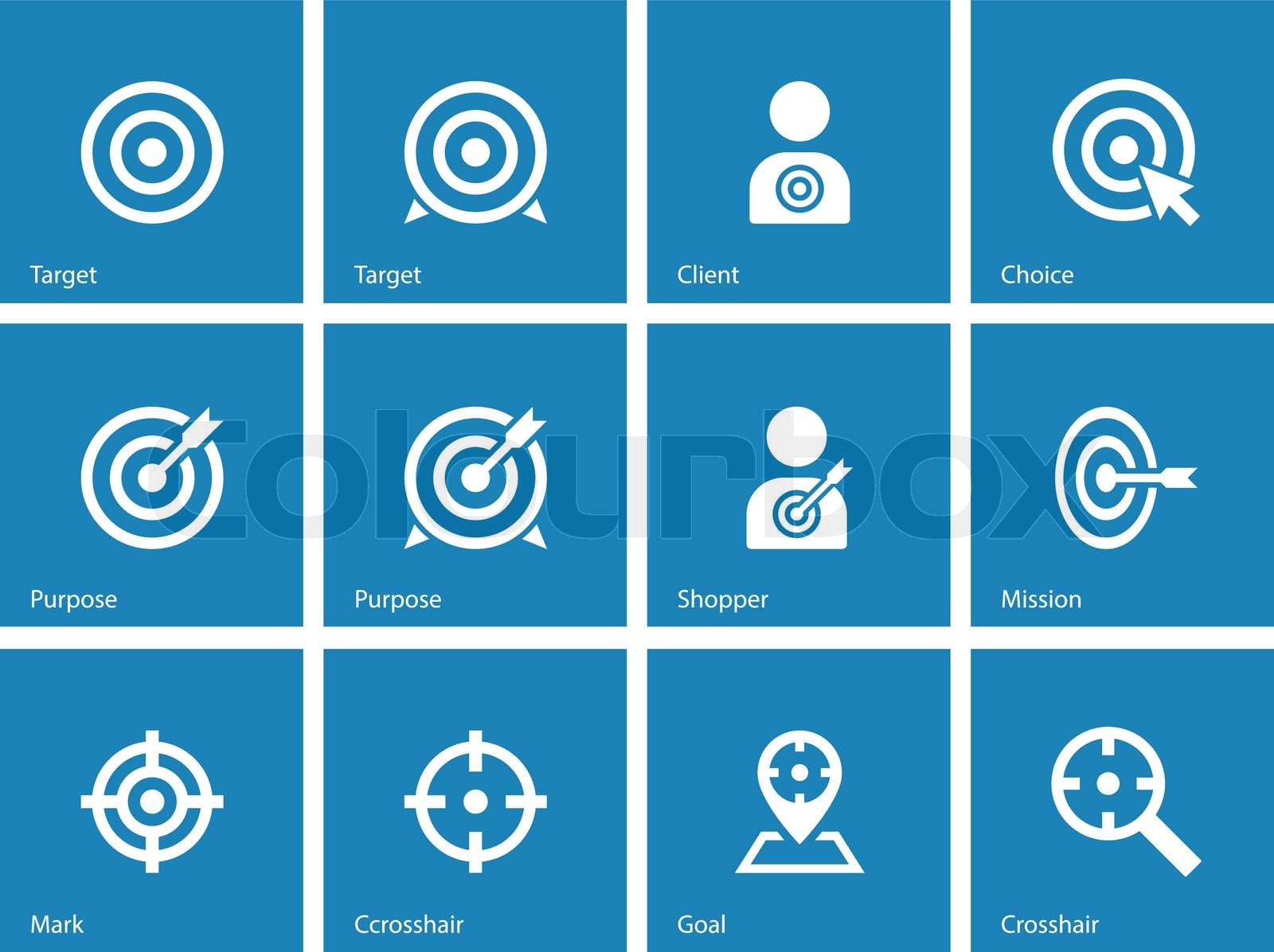 Ziel-Symbole auf blauem Hintergrund. | Stock-Vektor | Colourbox