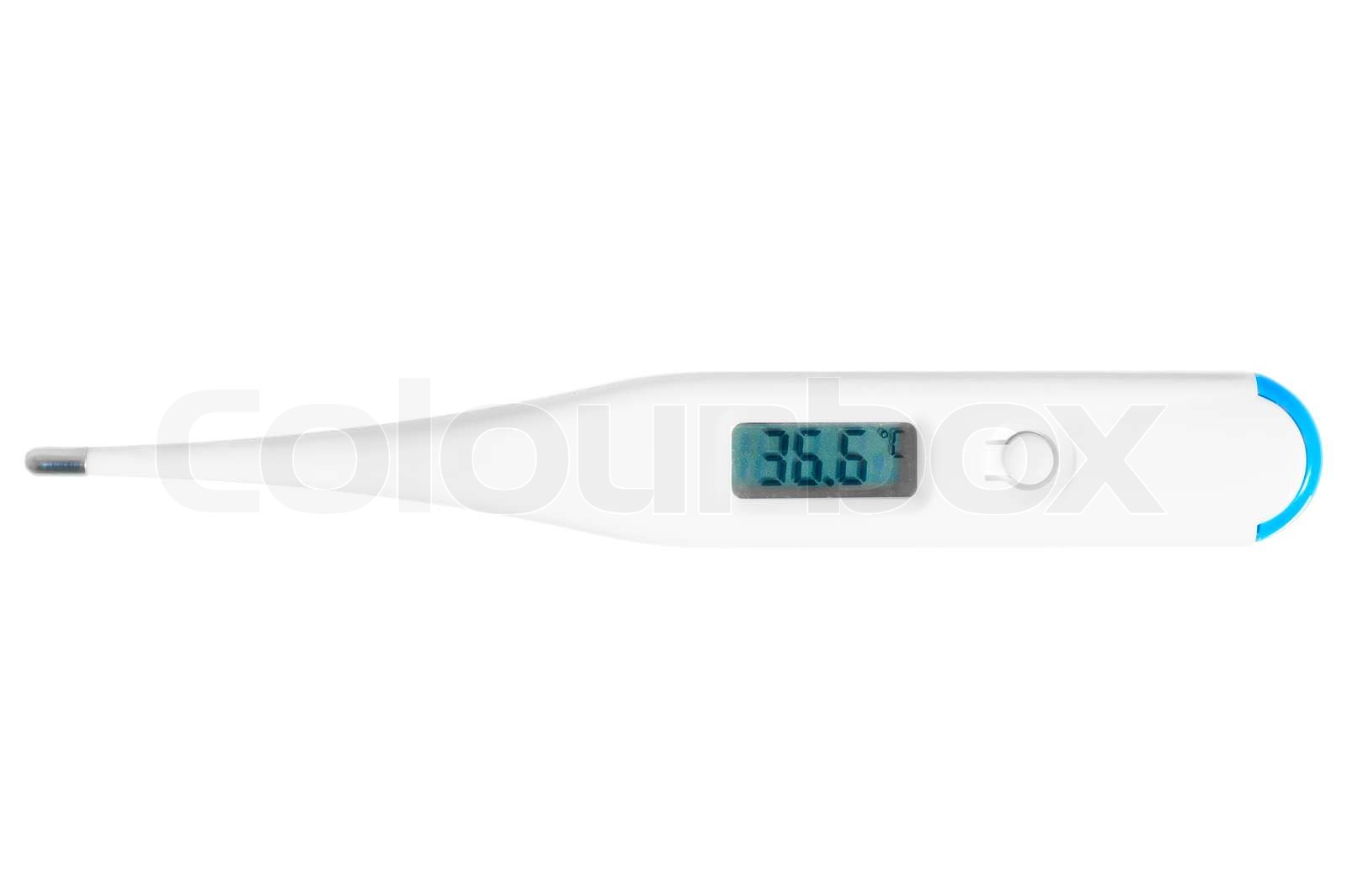 electronic thermometer shows a normal body temperature | Stock image ...