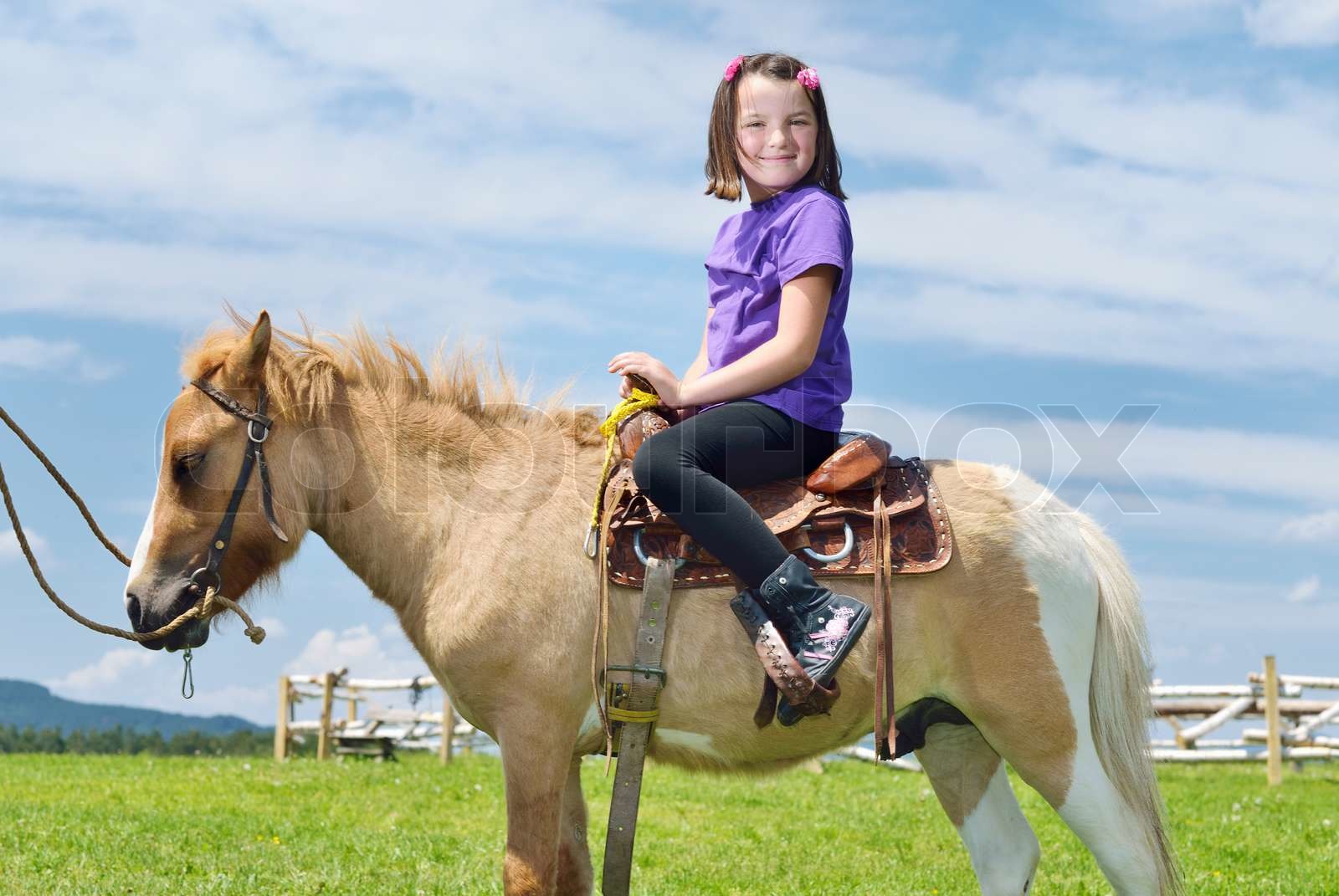 child ride pony | Stock image | Colourbox