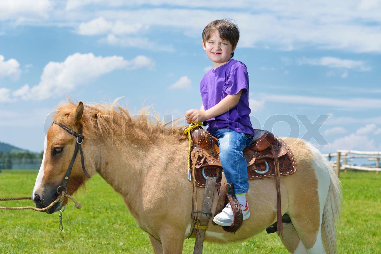 child ride pony | Stock image | Colourbox