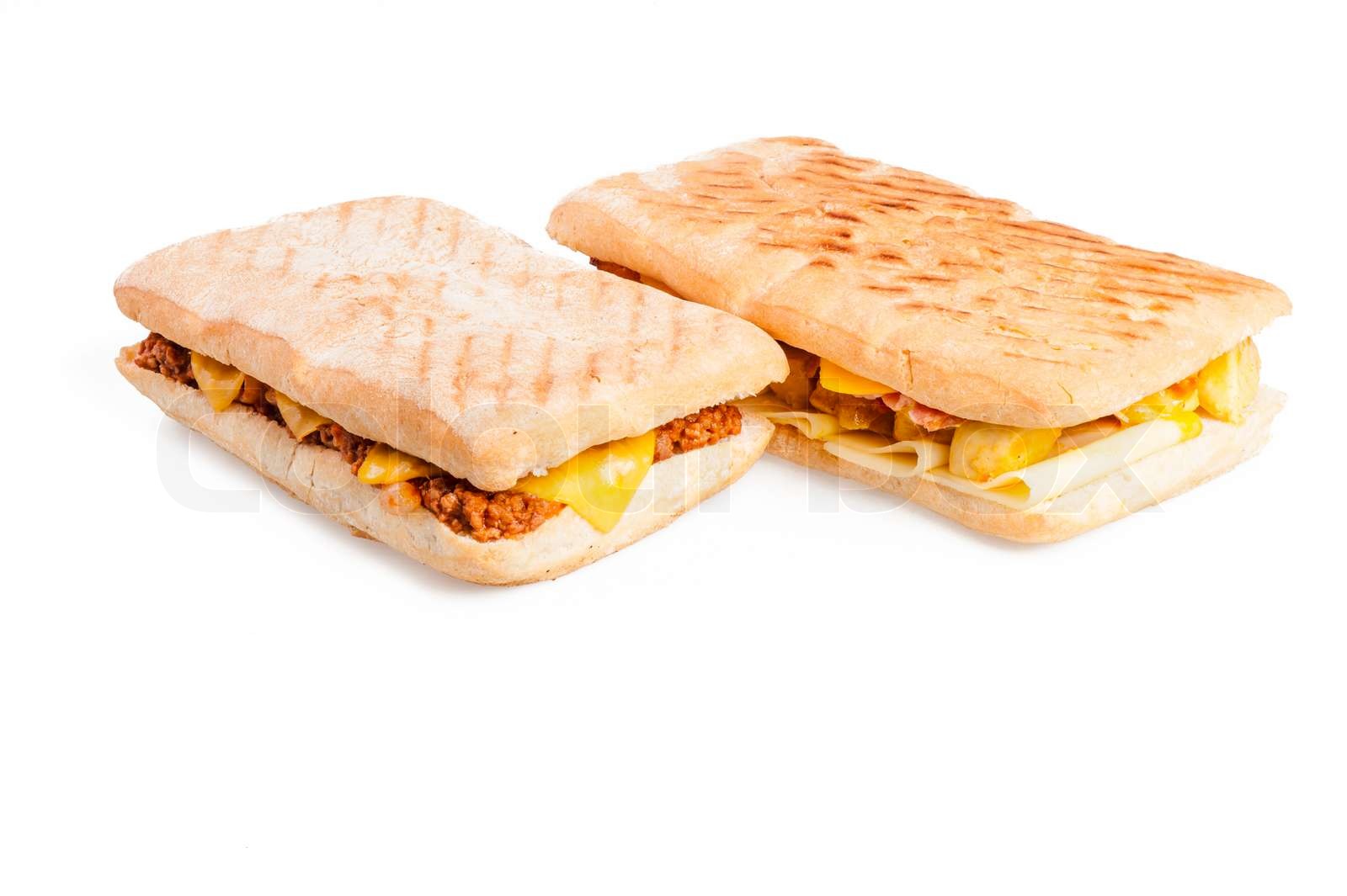 Panini with meat and cheese | Stock image | Colourbox