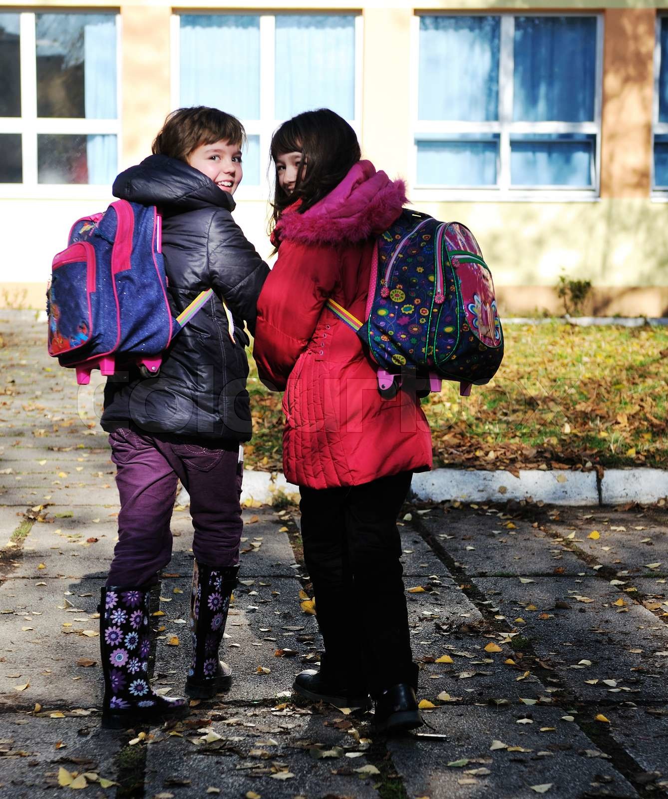 school girls running away | Stock image | Colourbox