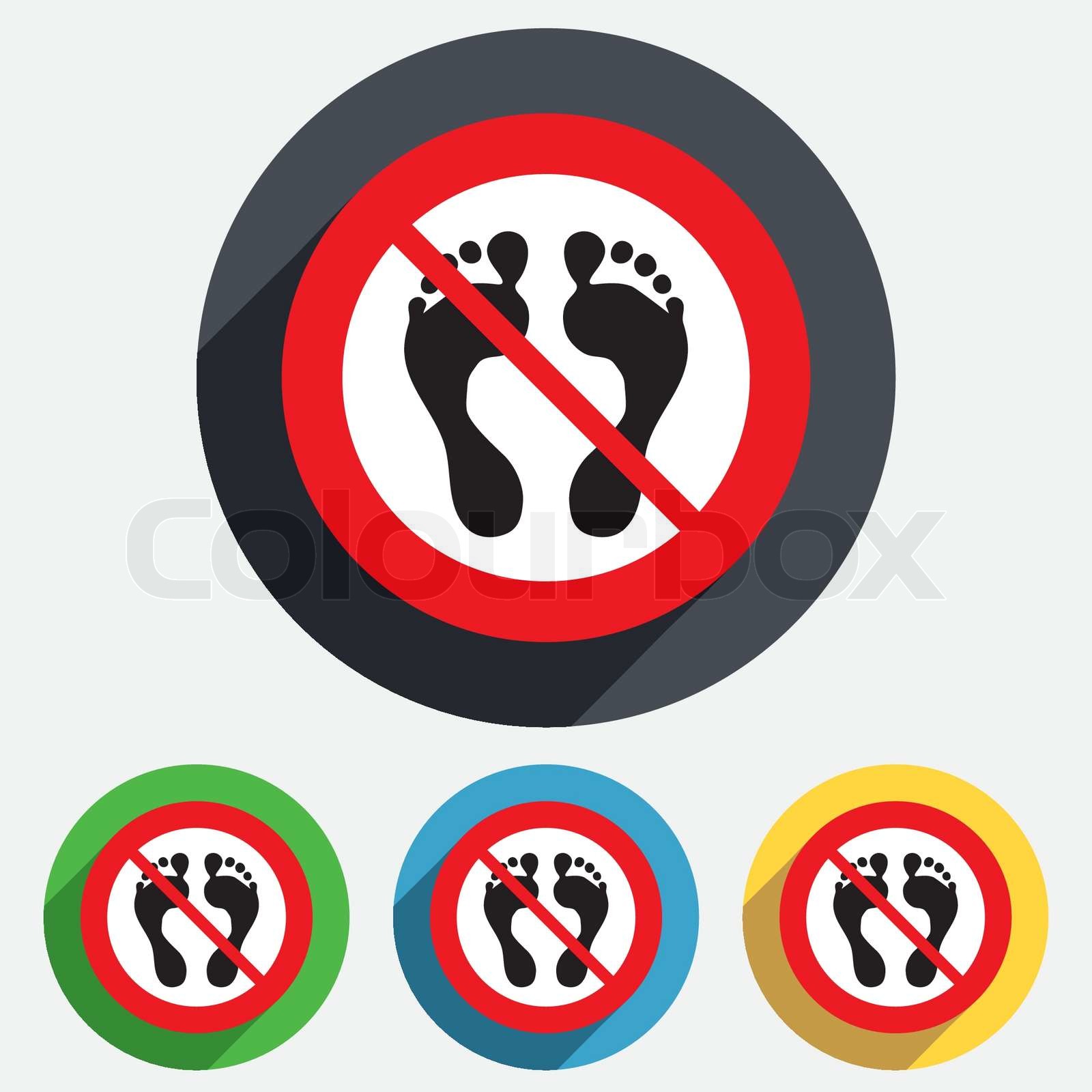 Human footprint sign icon. No Barefoot symbol. | Stock vector | Colourbox