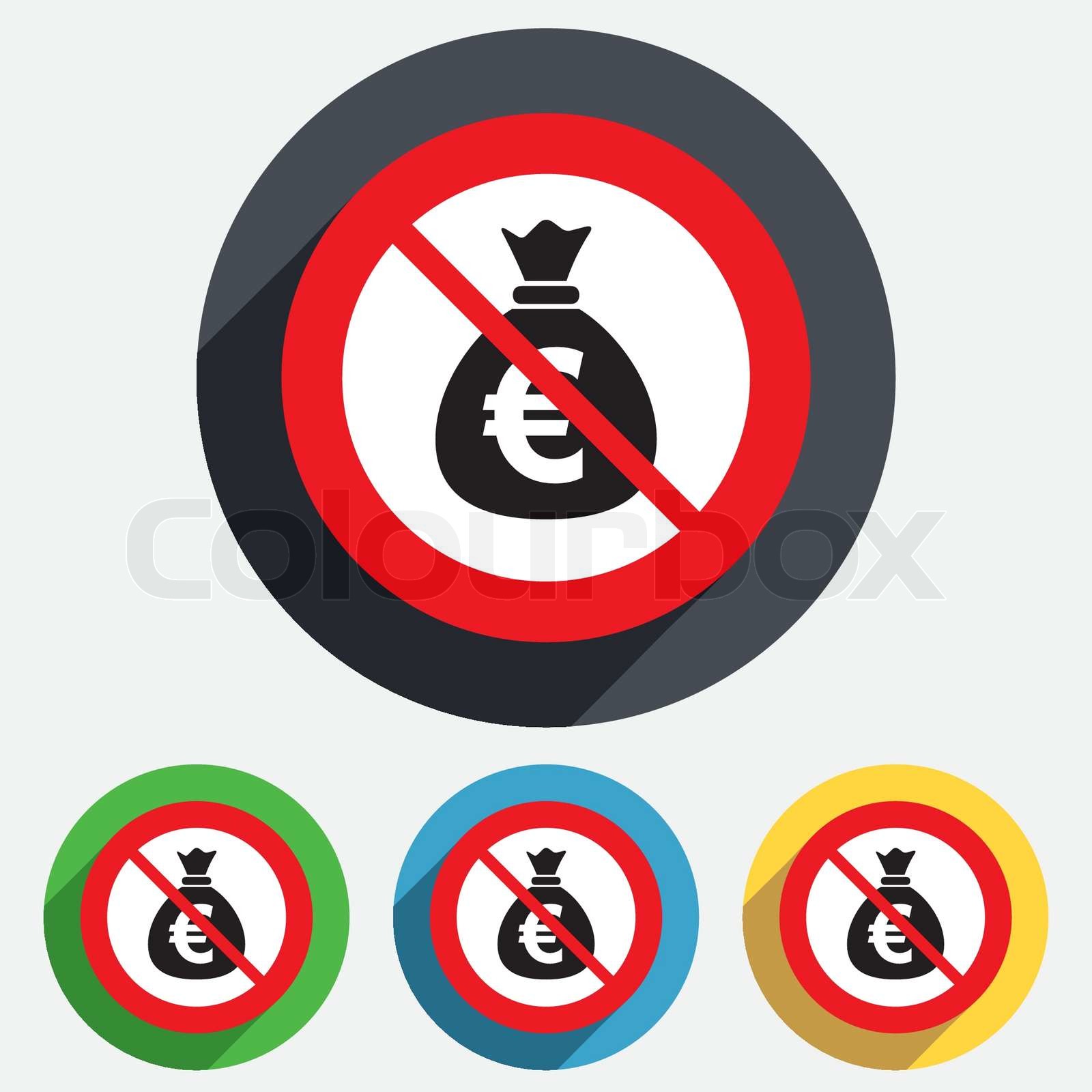 kein Geld-Tasche-Zeichen-Symbol. Euro Eur-Währung. | Stock-Vektor ...