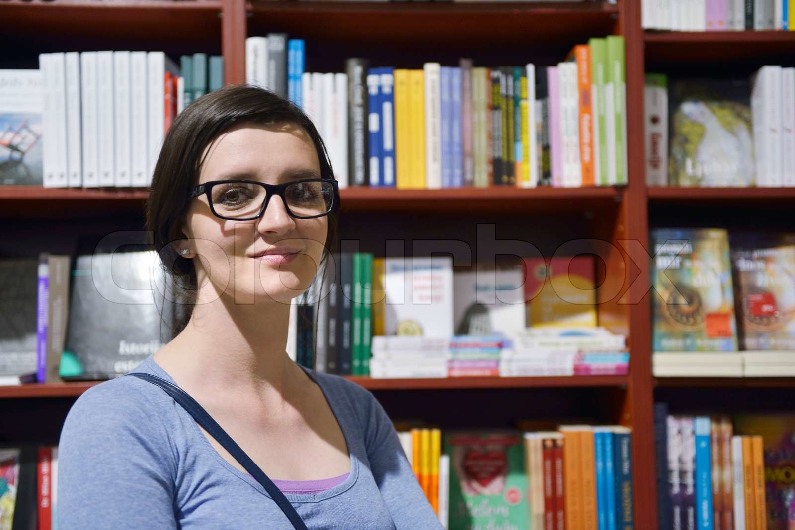 Female In Library Stock Image Colourbox