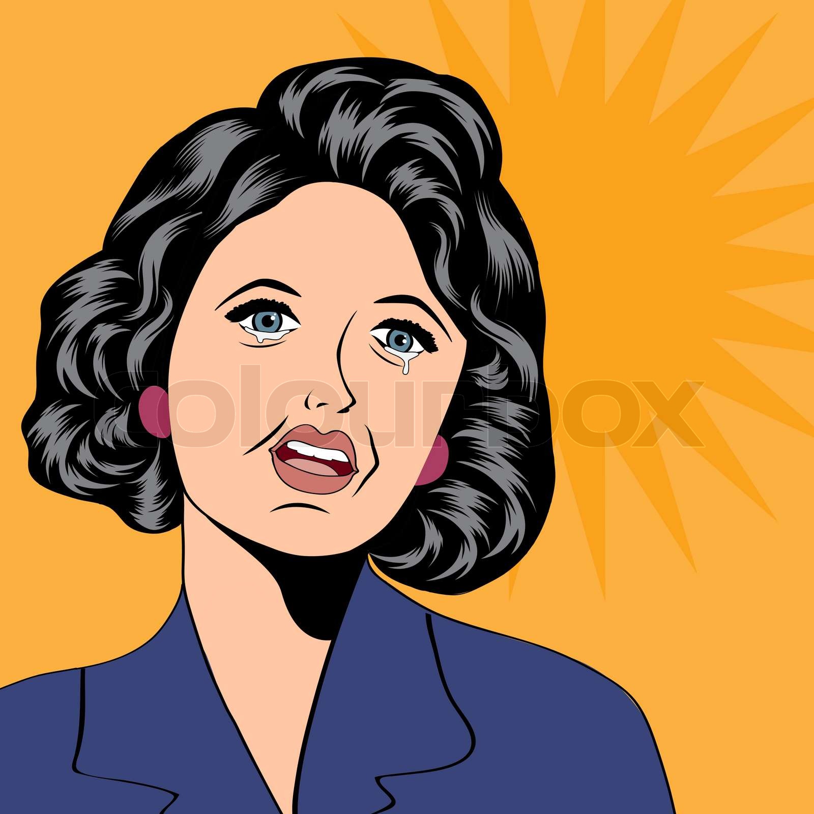 Pop Art illustration of a sad woman | Stock vector | Colourbox