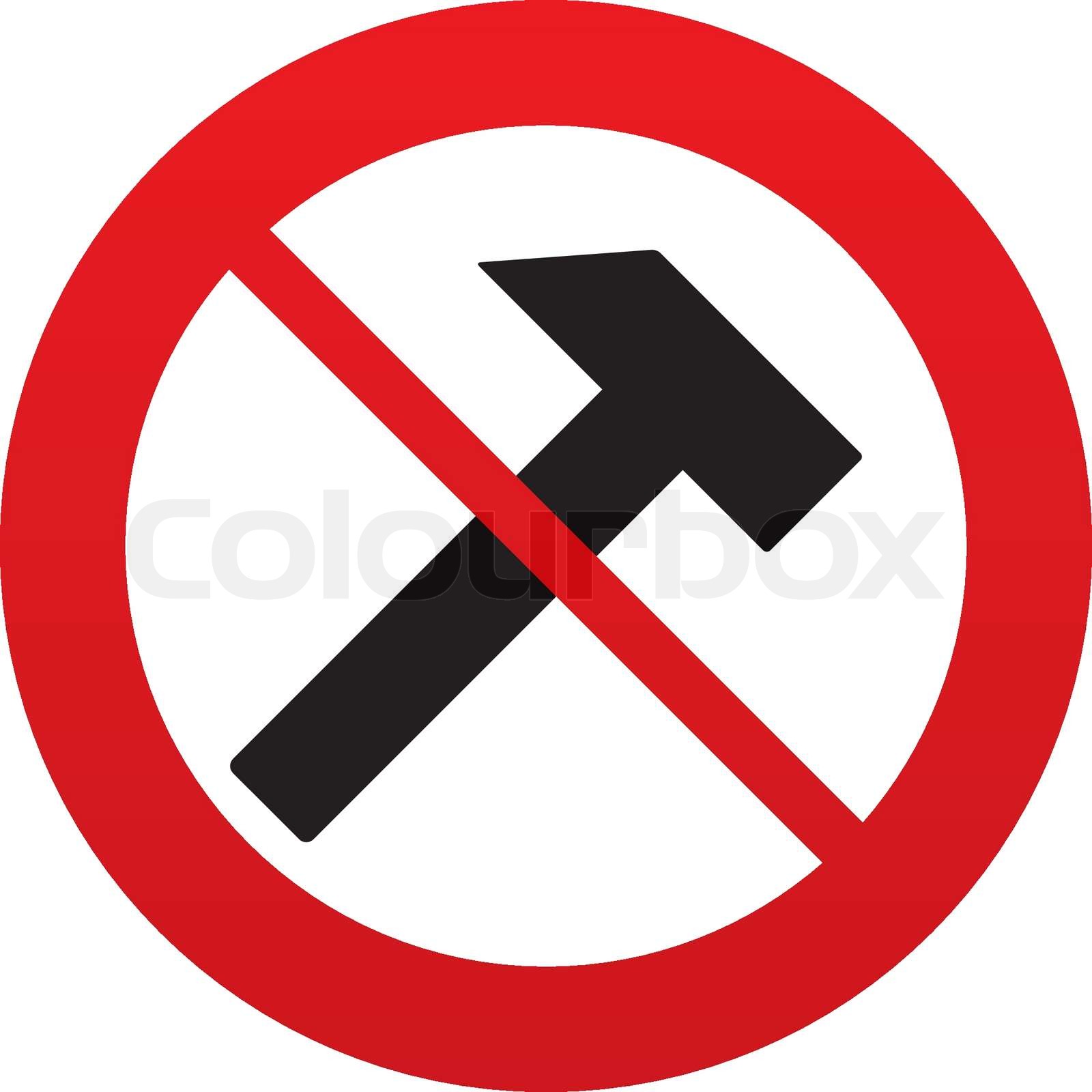 No Hammer sign icon. Repair service symbol. | Stock vector | Colourbox