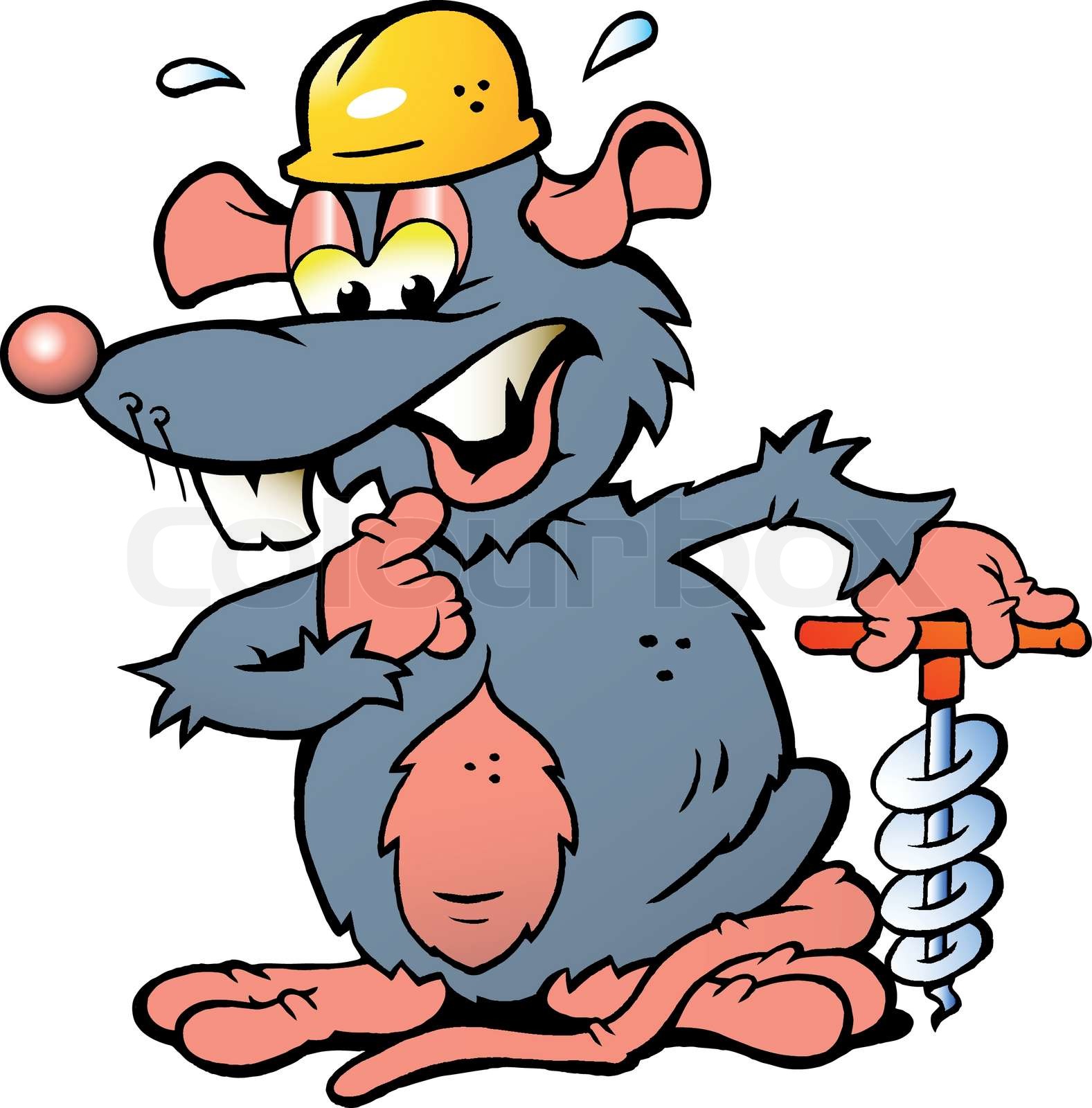 Hand-drawn Vector illustration of an Rat holding a Drill | Stock vector ...