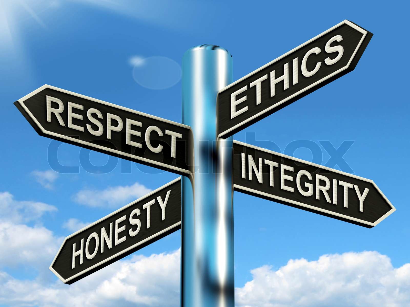 Respect Ethics Honest Integrity Signpost Means Good Qualities | Stock ...
