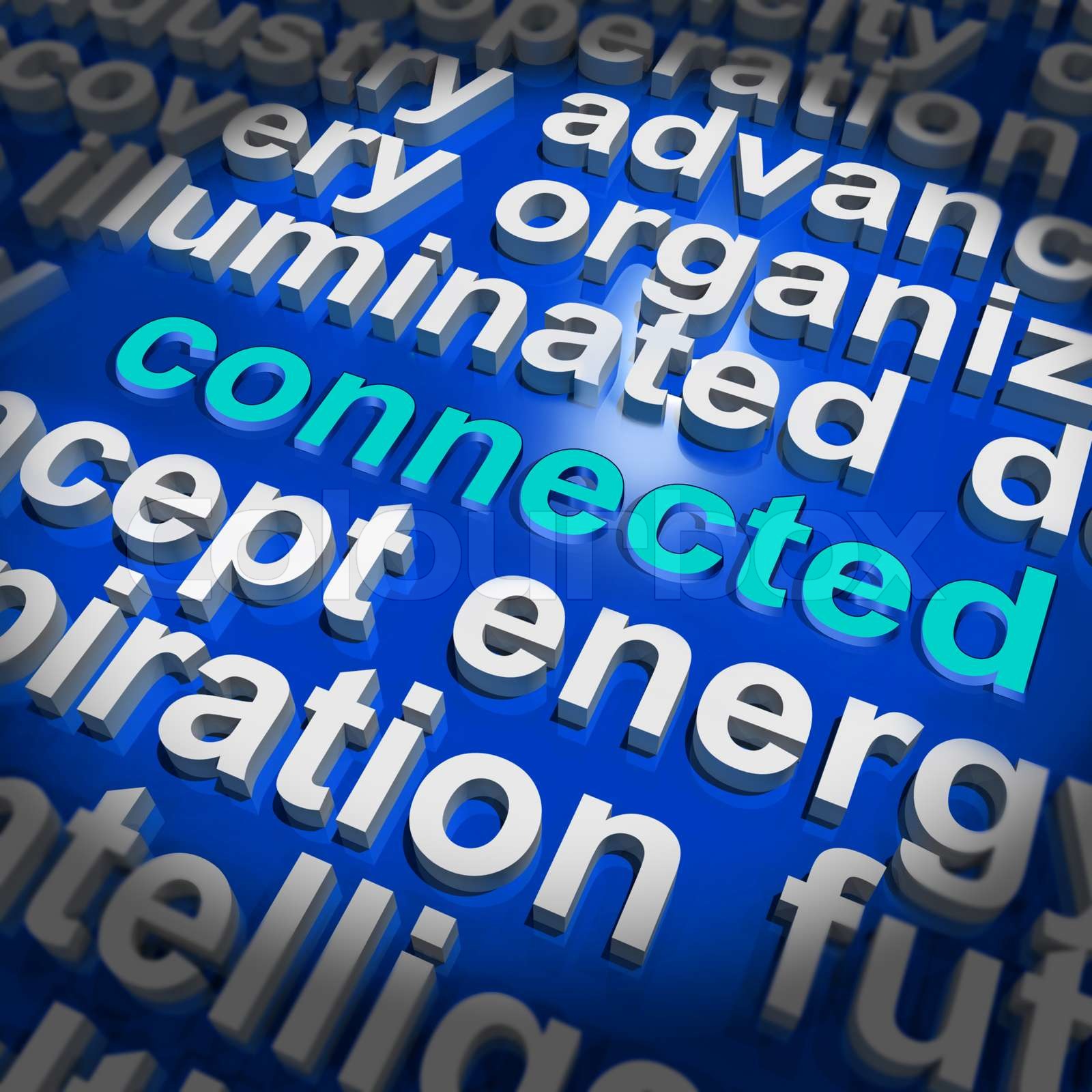 Connected Word Cloud Shows Communications And Connections | Stock image ...