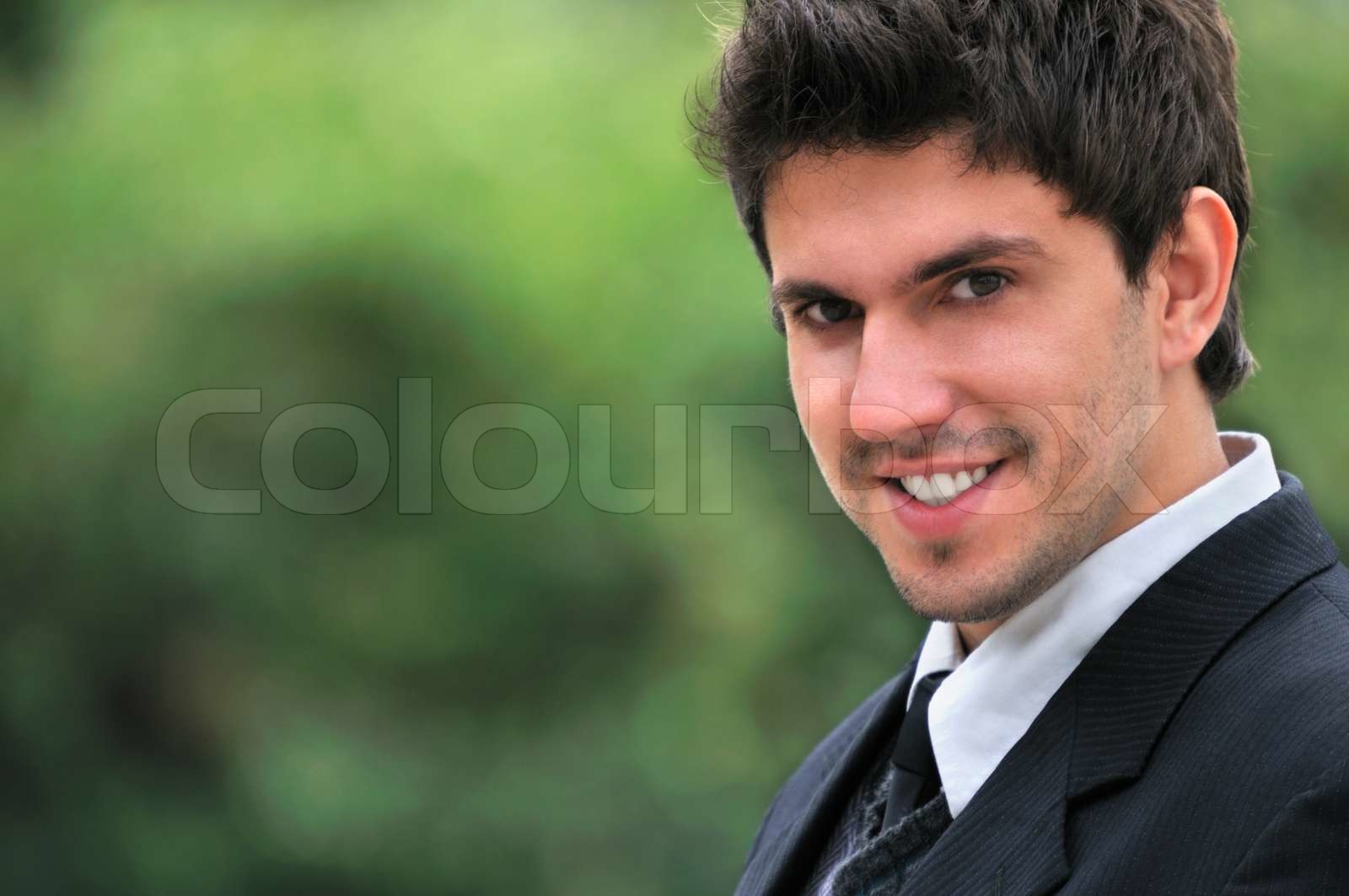one young businessman face portrait outdoor | Stock image | Colourbox