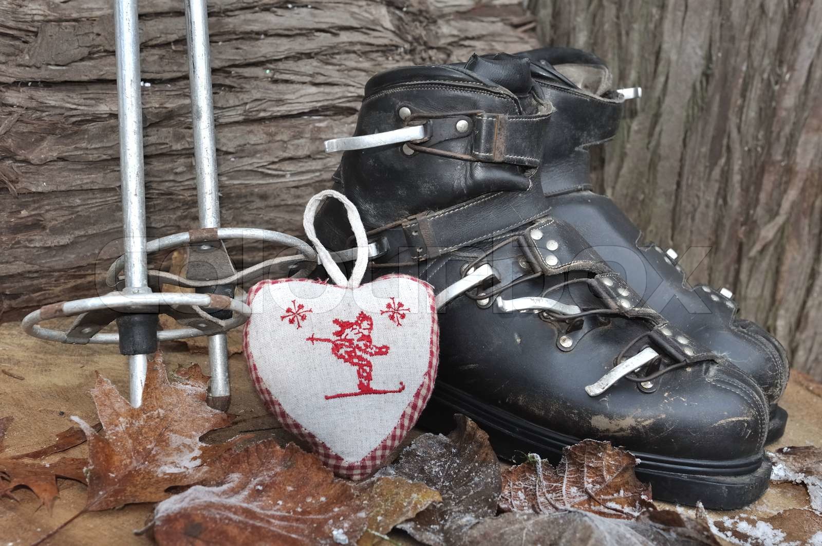ancient ski boots | Stock image | Colourbox