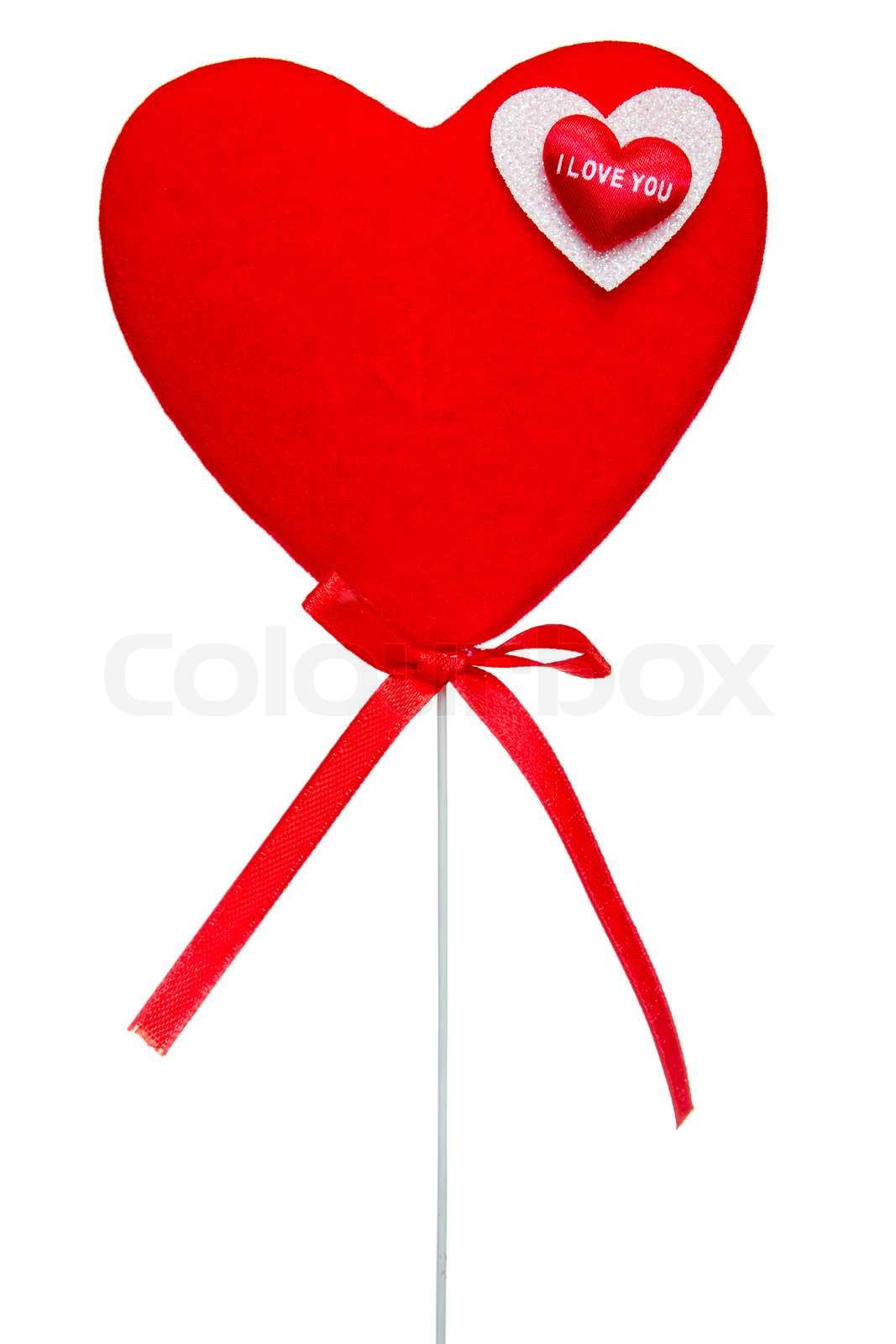 Red heart on stick | Stock image | Colourbox