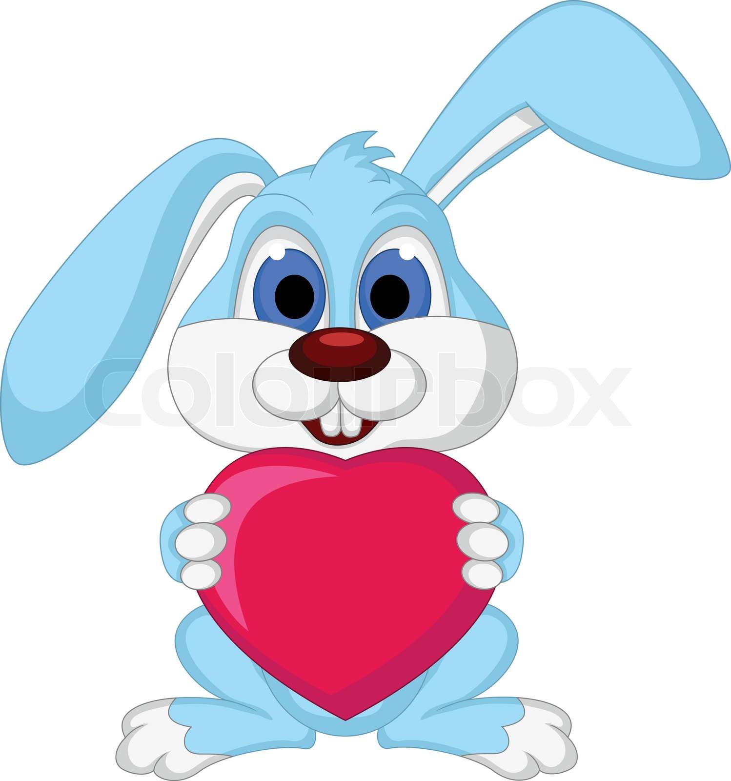 rabbit cartoon holding love heart | Stock vector | Colourbox
