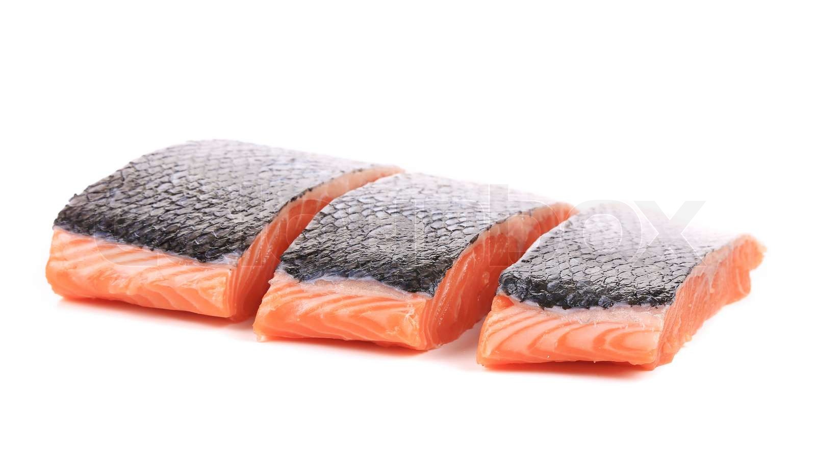 Fresh uncooked red fish fillet slices | Stock image | Colourbox