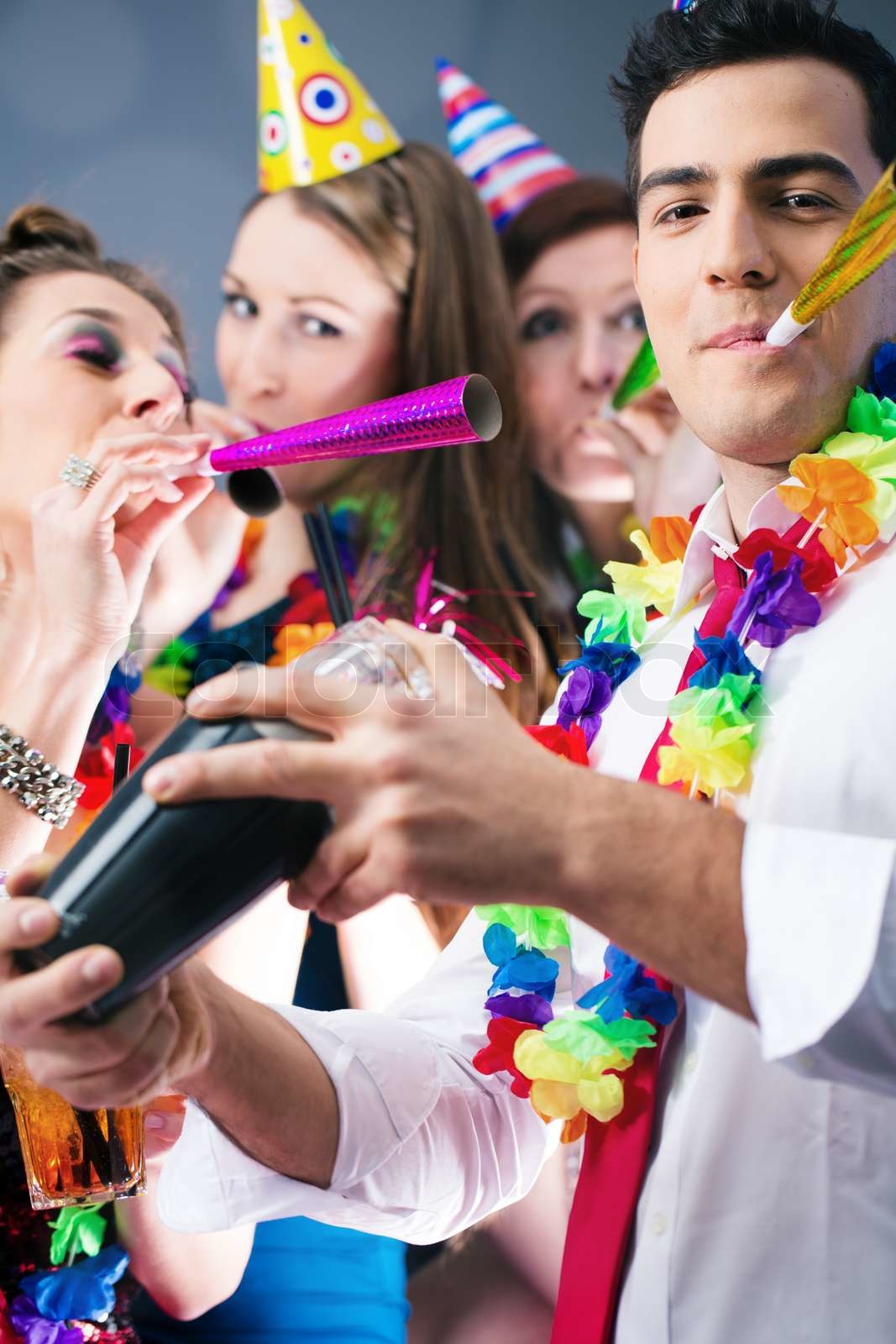 Party People in bar celebrating carnival | Stock image | Colourbox