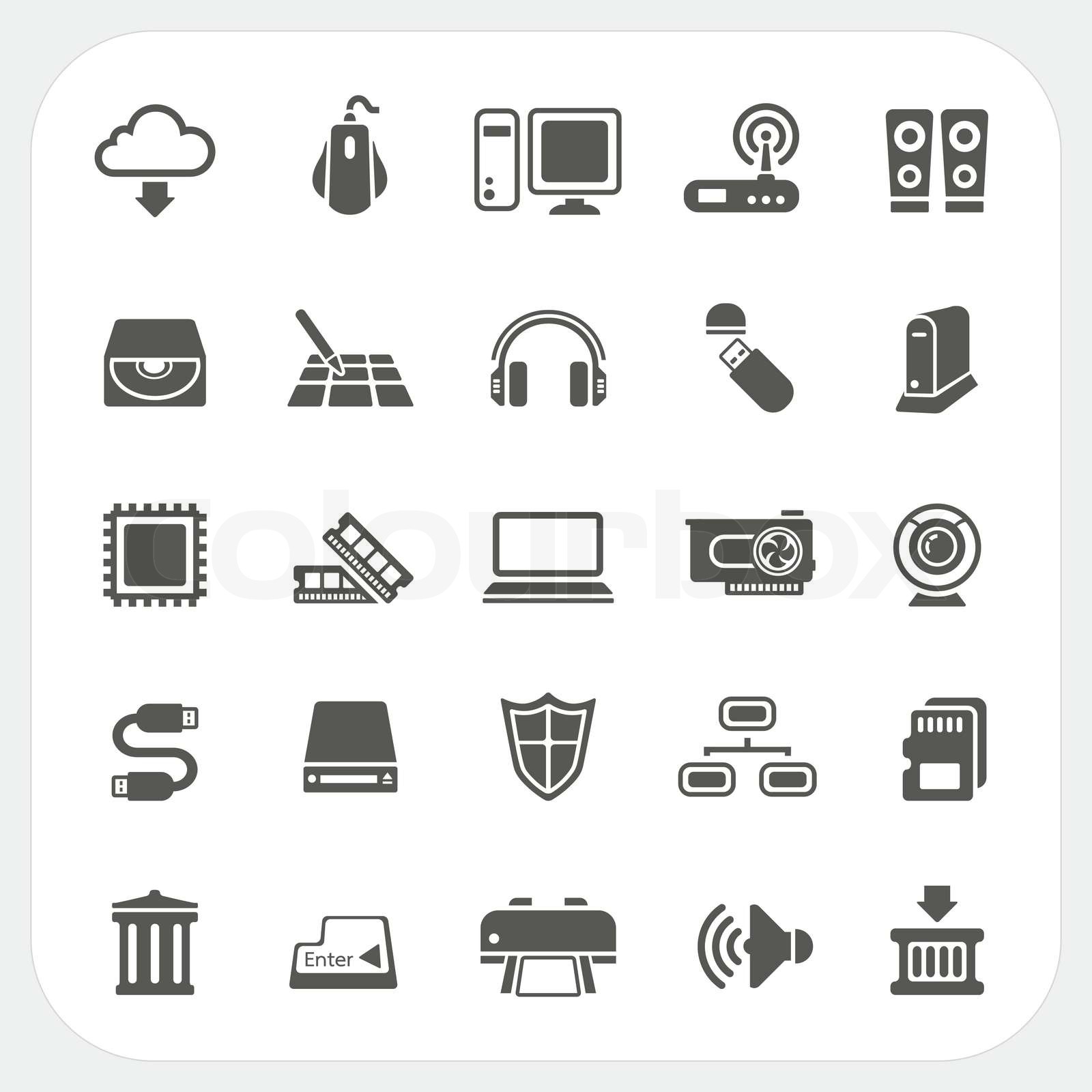 Computer Hardware icons set | Stock vector | Colourbox Computer Hardware icons set | Stock vector | Colourbox