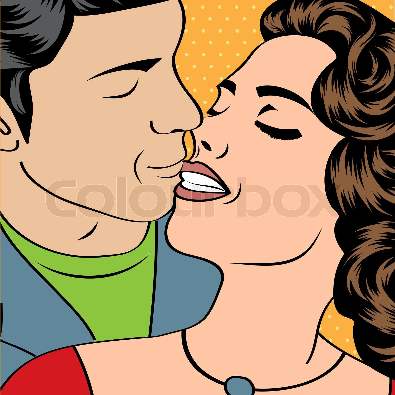 Pop Art Kissing Couple Stock Vector Colourbox
