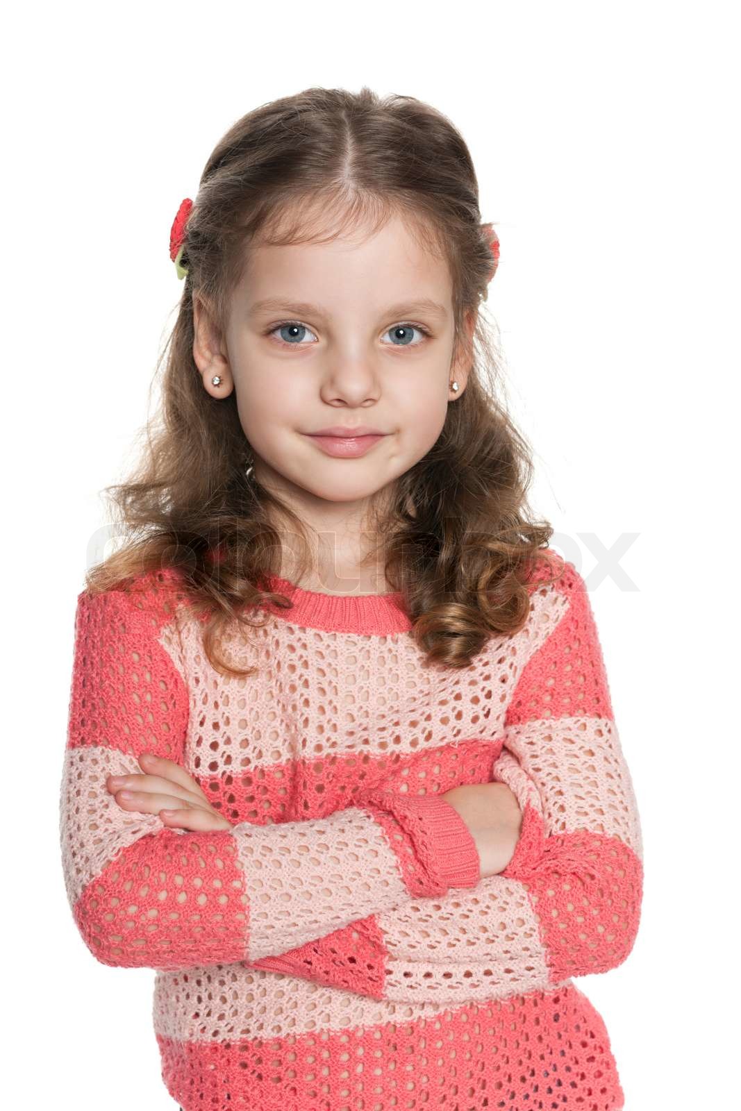 Thoughtful pretty preschool girl | Stock image | Colourbox
