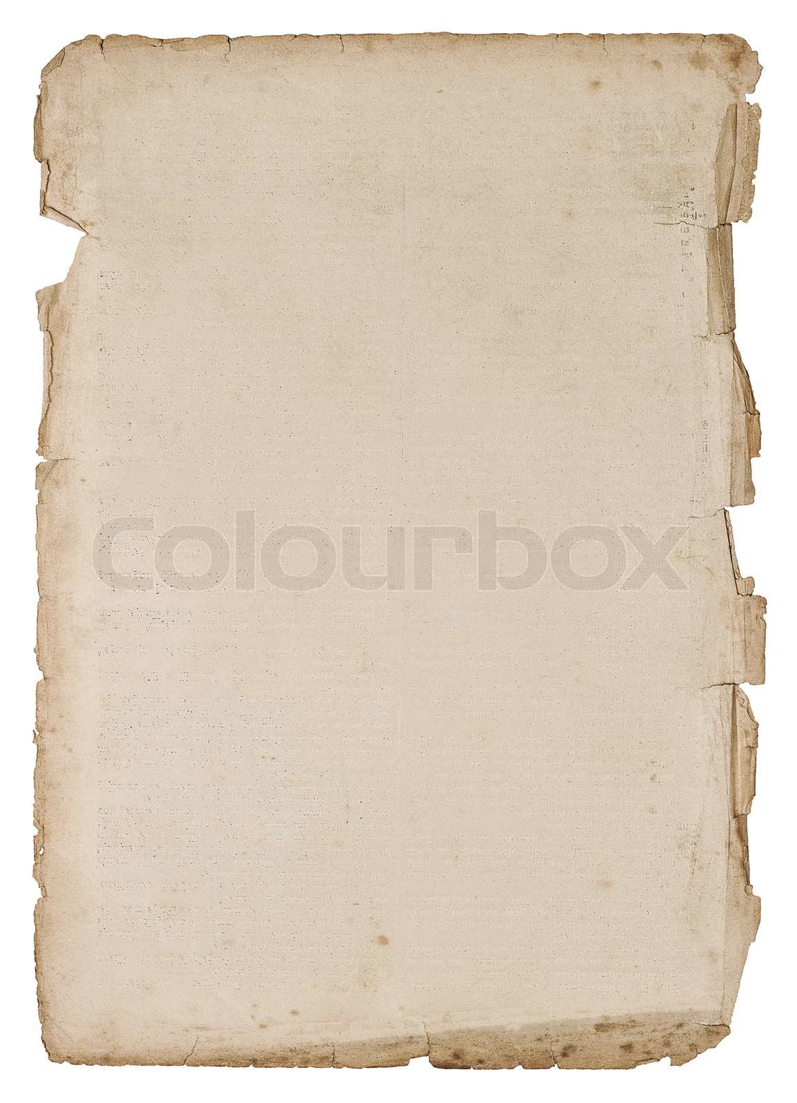 old paper sheet. antique book page | Stock image | Colourbox