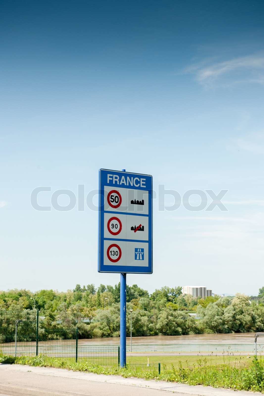 Entrance to France road sign | Stock image | Colourbox