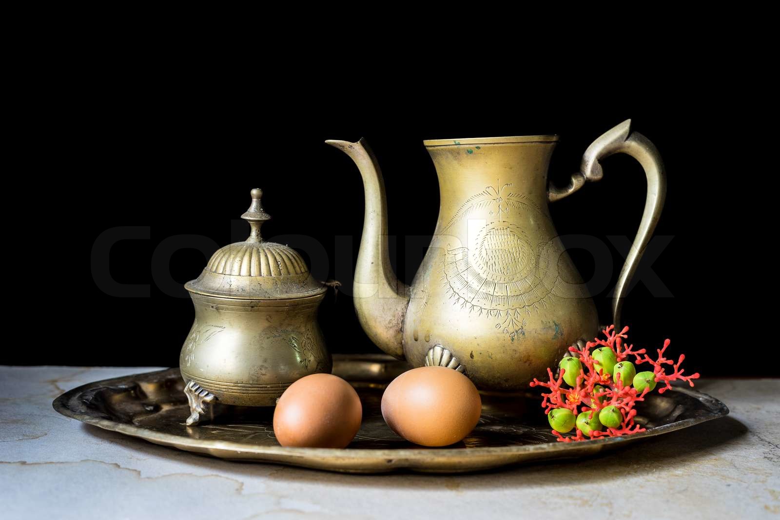 Still life with an old coffee pot | Stock image | Colourbox