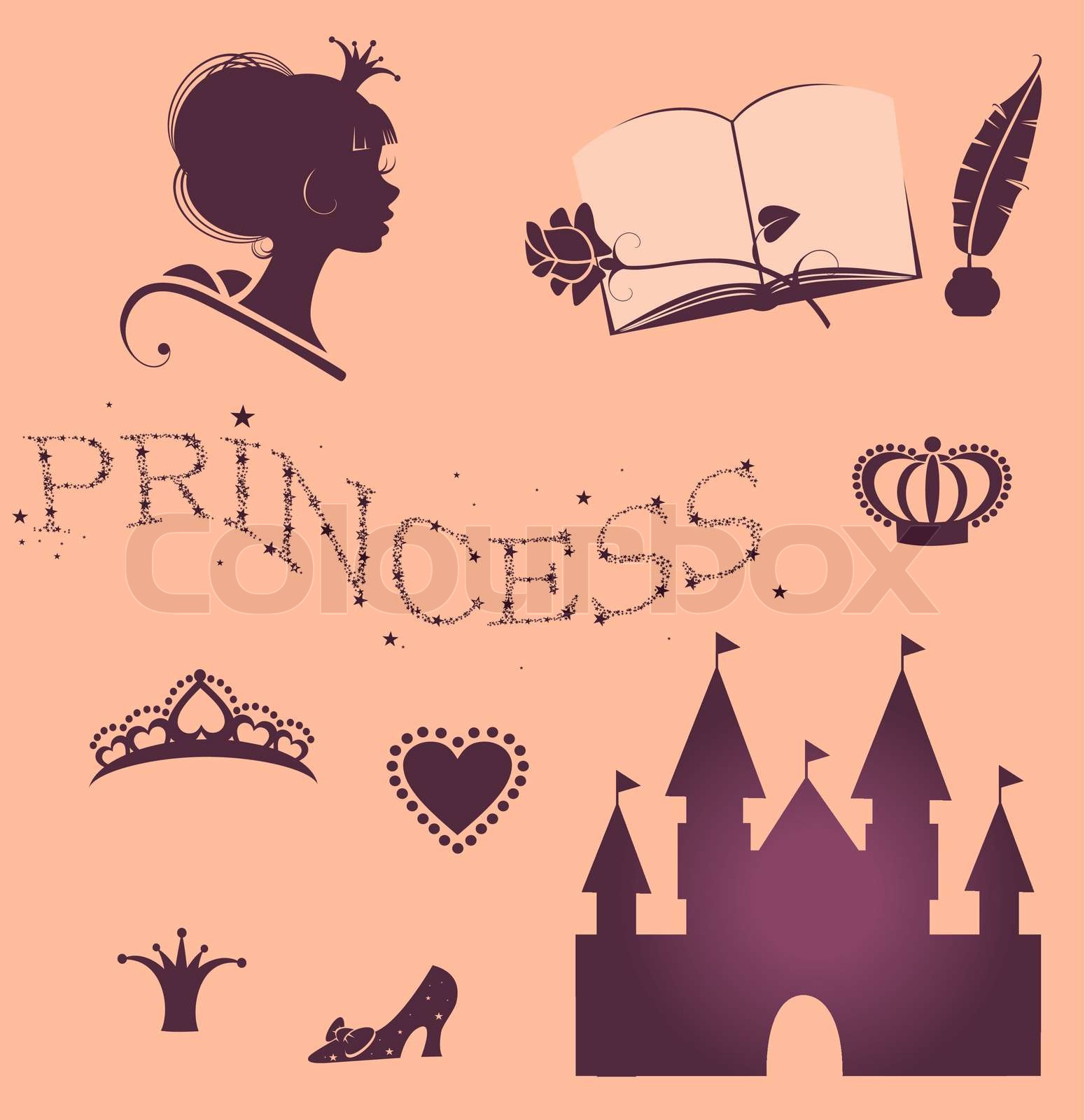 princess, krone, silouet | Stock vektor | Colourbox