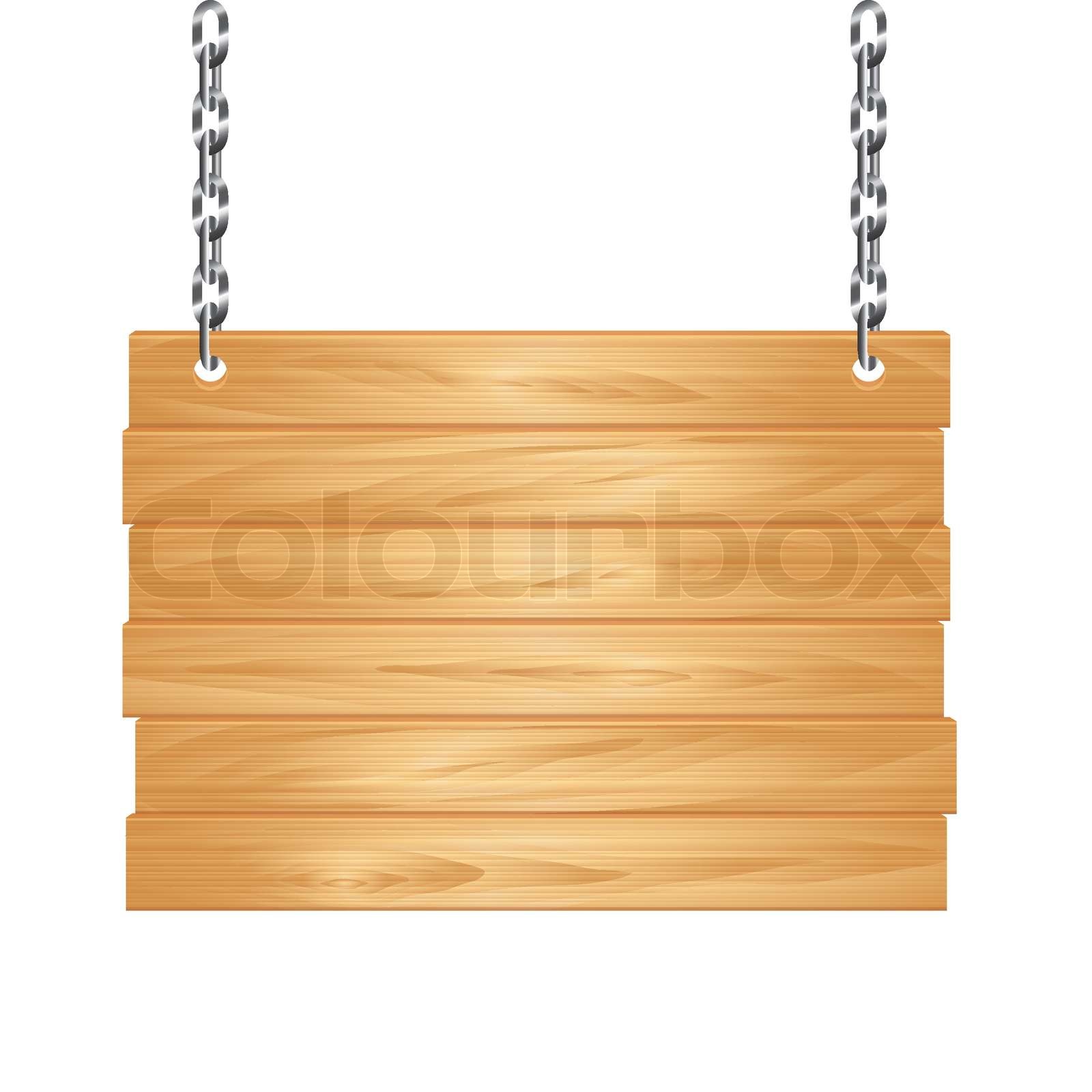 Wooden sign on chain vector illustration | Stock vector | Colourbox