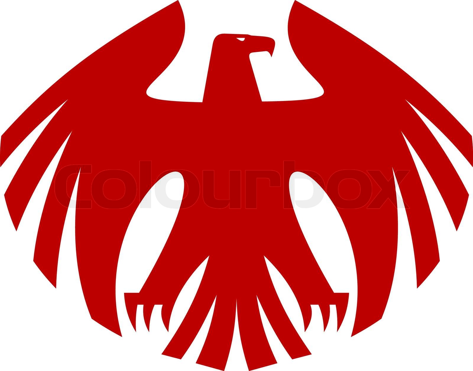 Fierce red eagle heraldic silhouette | Stock vector | Colourbox