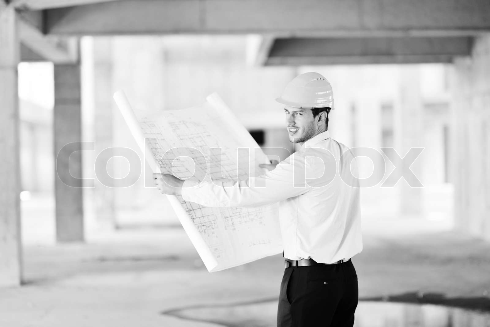architect on construction site | Stock image | Colourbox