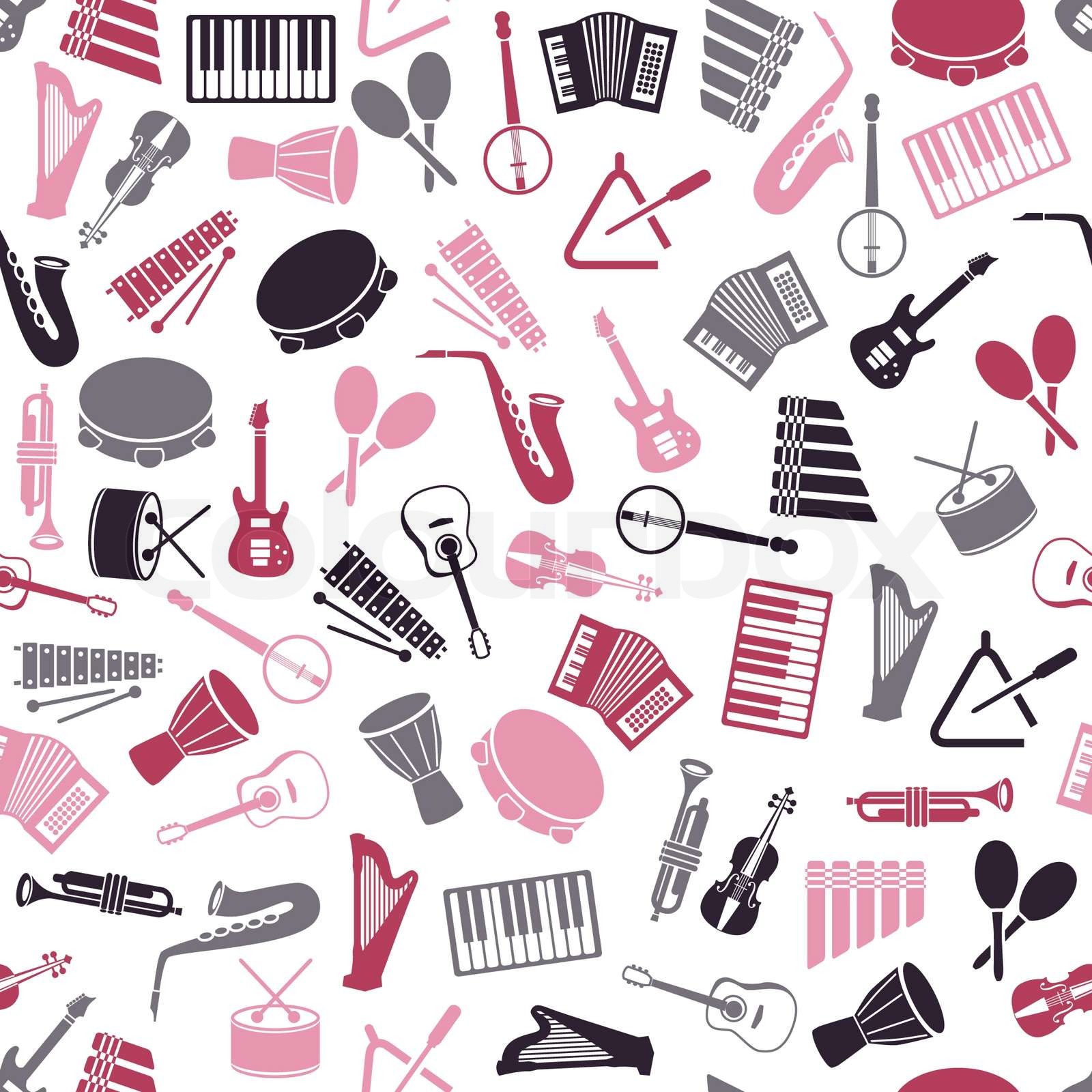 music instruments seamless pattern | Stock vector | Colourbox