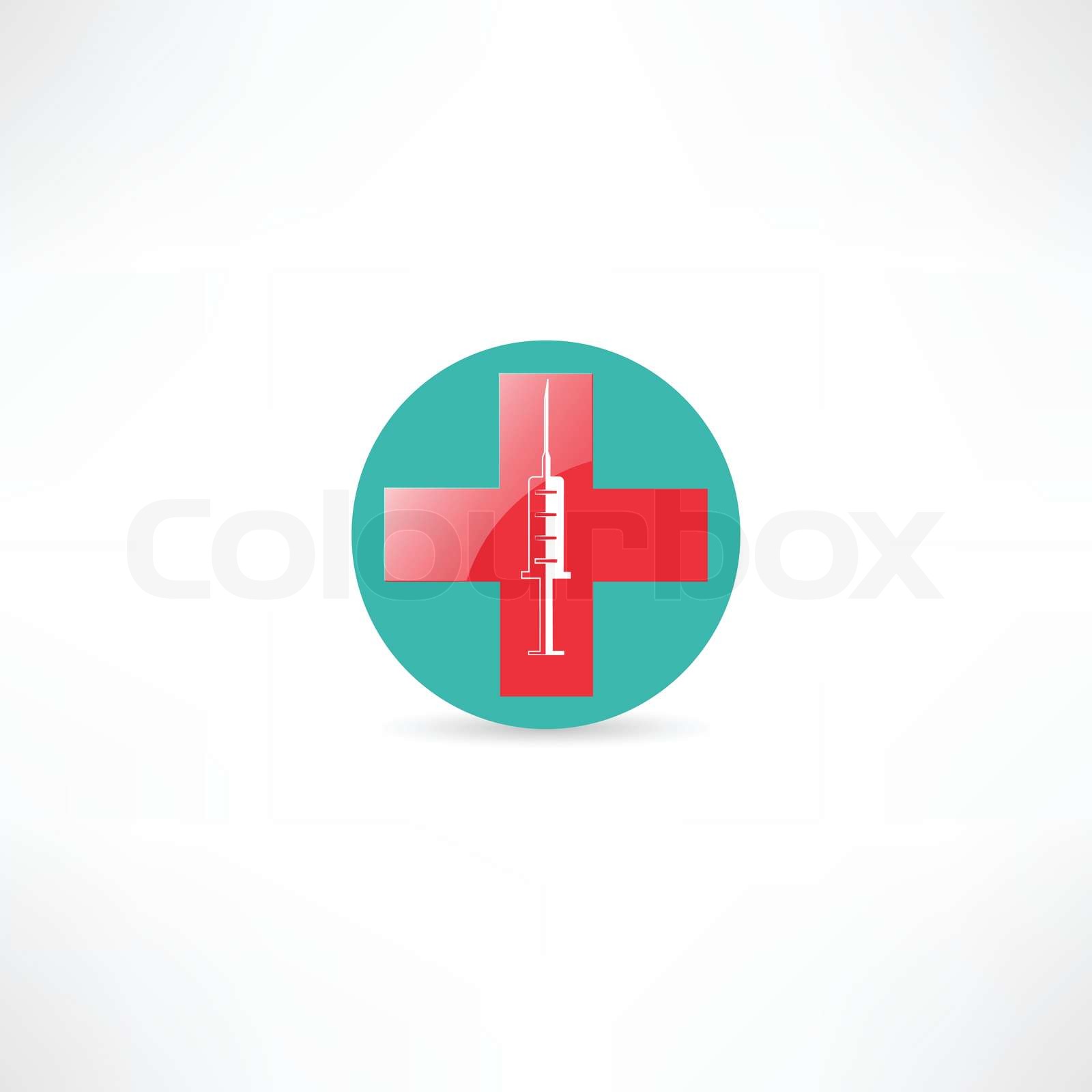 Medical syringe and cross | Stock vector | Colourbox