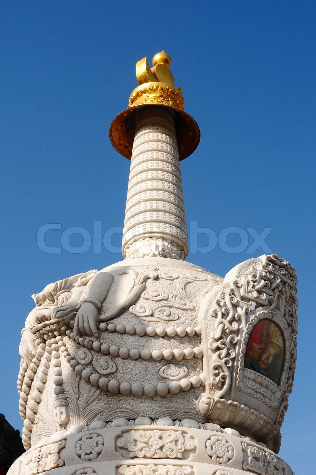 White tower in a Tibetan lamasery | Stock image | Colourbox