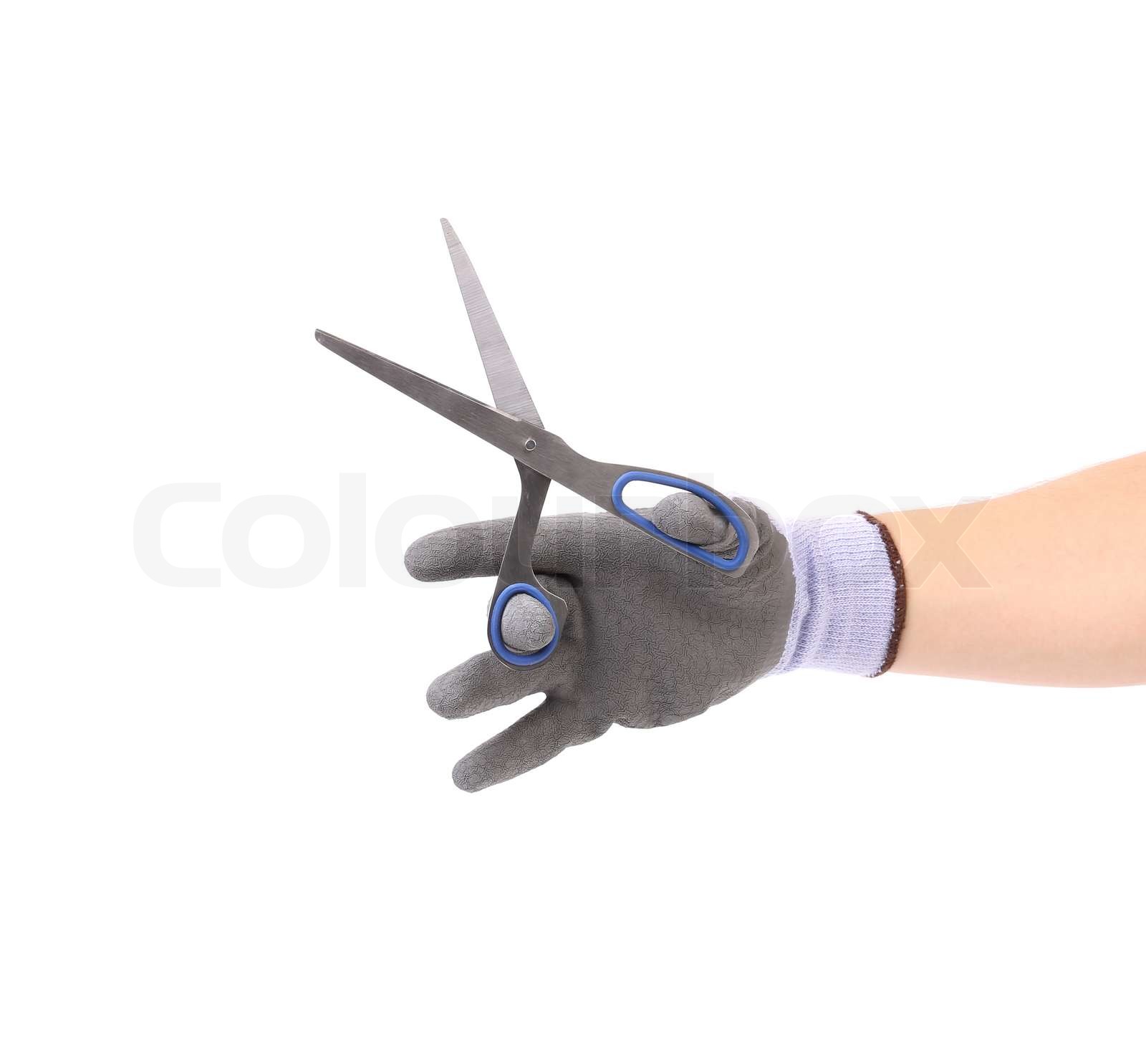 Hand holding scissors. | Stock image | Colourbox