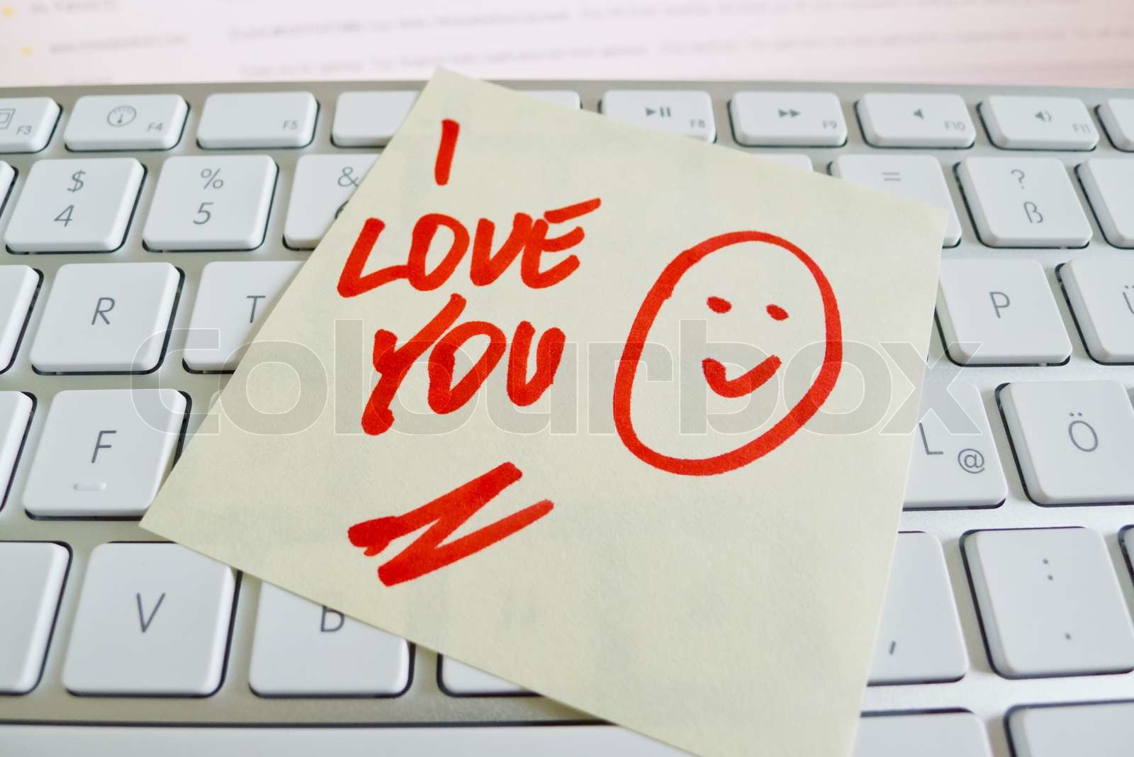 note on computer keyboard: i love you | Stock image | Colourbox