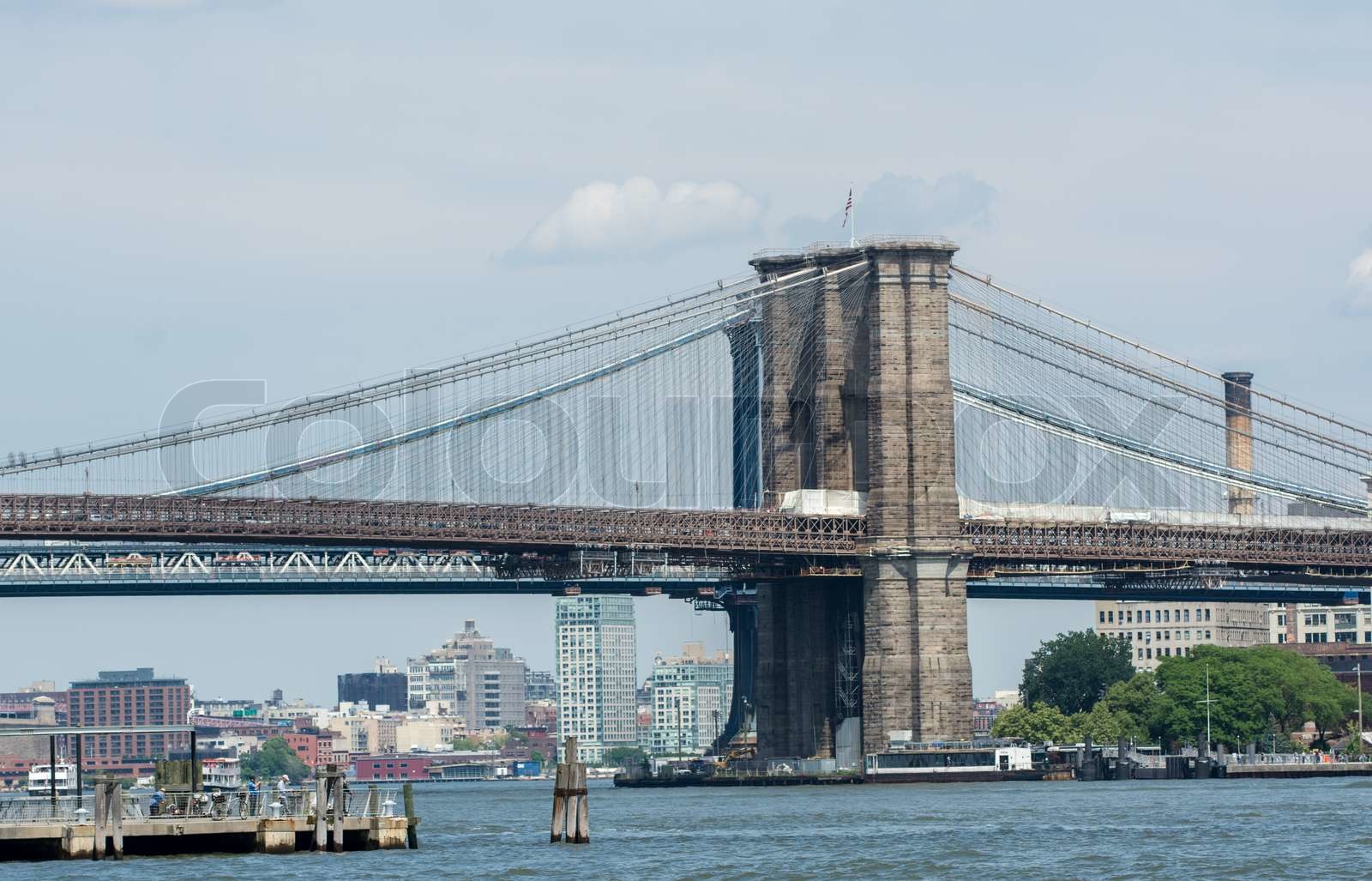 Magnificent structure of Brooklyn Bridge, New York Symbol | Stock image ...