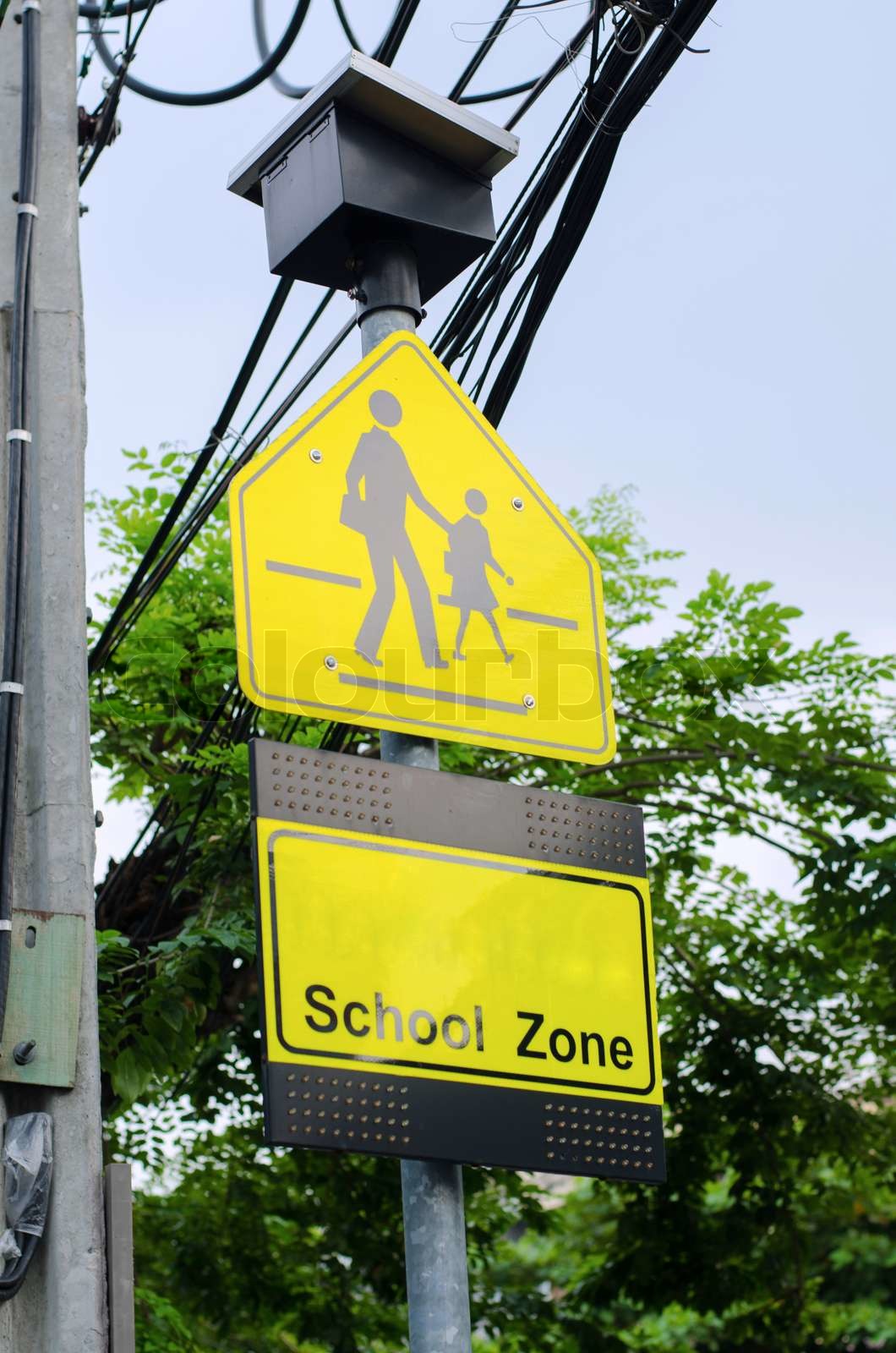 School warning sign | Stock image | Colourbox
