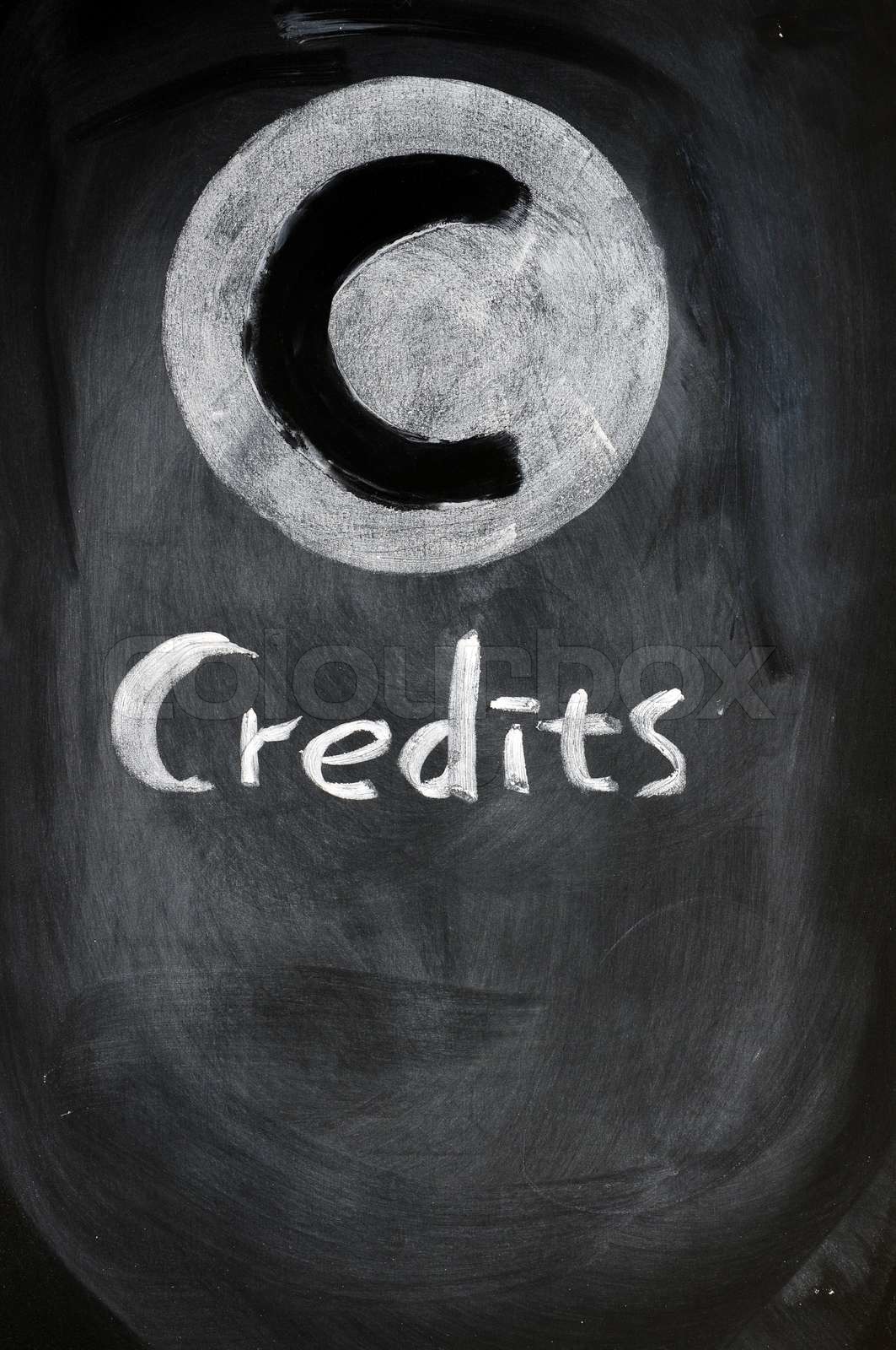 Credits sign on a blackboard | Stock image | Colourbox