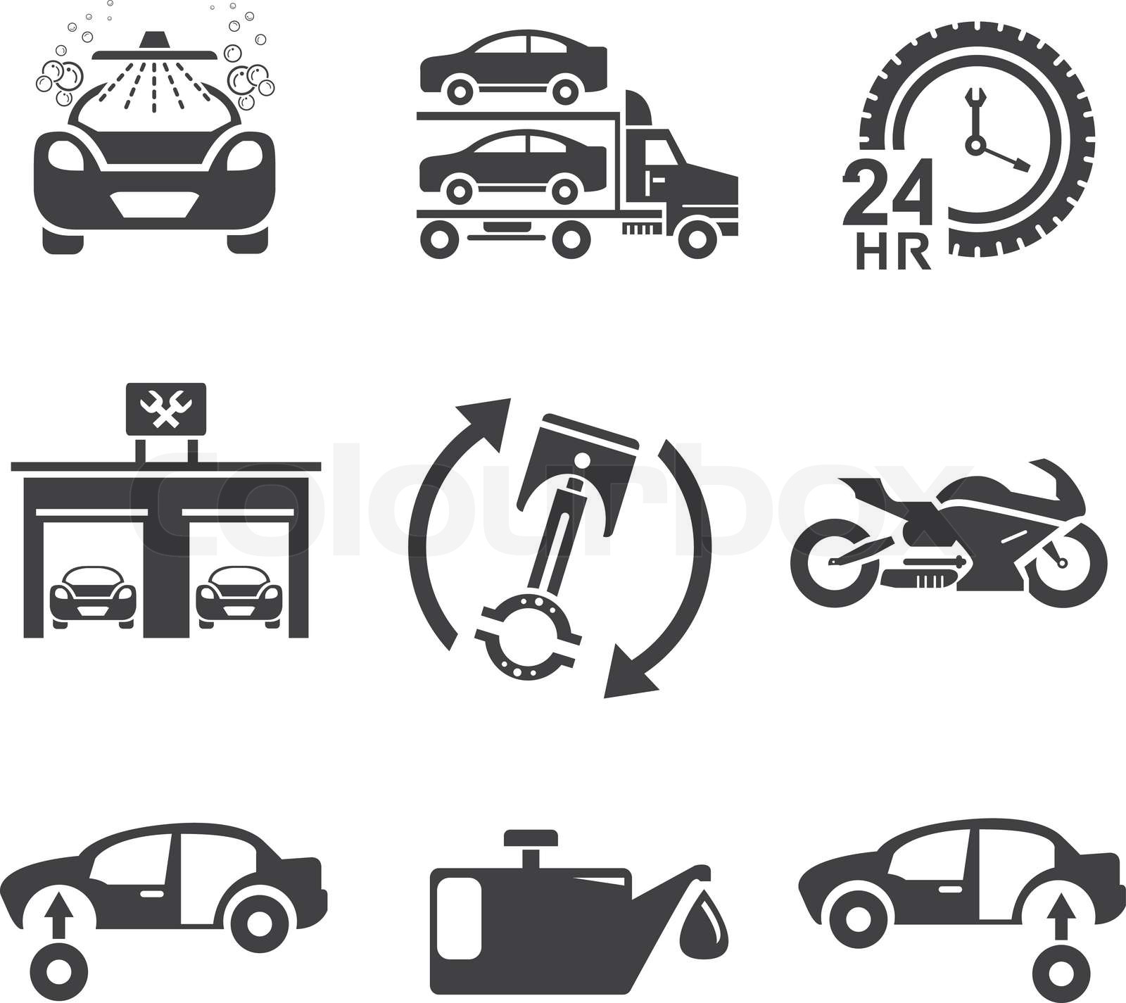 garage icons, automotive service | Stock vector | Colourbox
