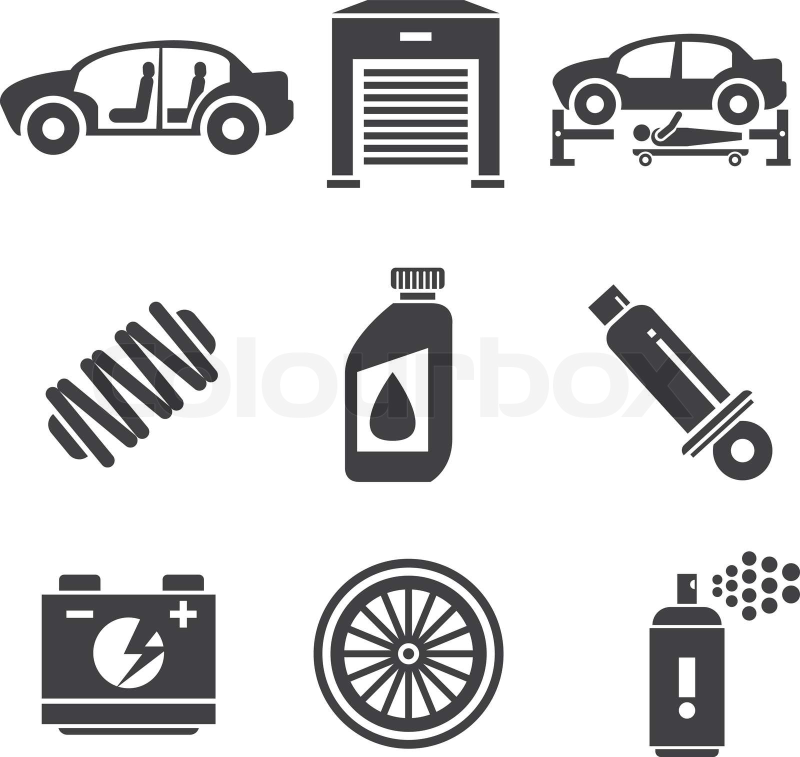 garage icons, automotive service | Stock vector | Colourbox